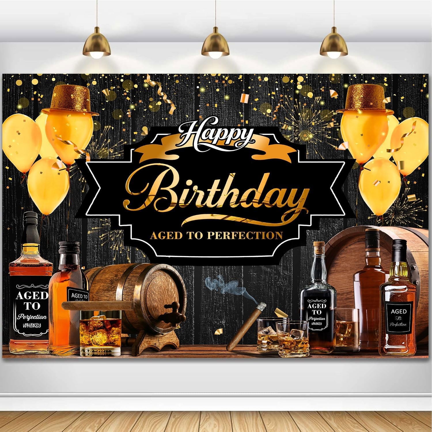 Whiskey Birthday Backdrop Aged to Perfection Theme Photography ...