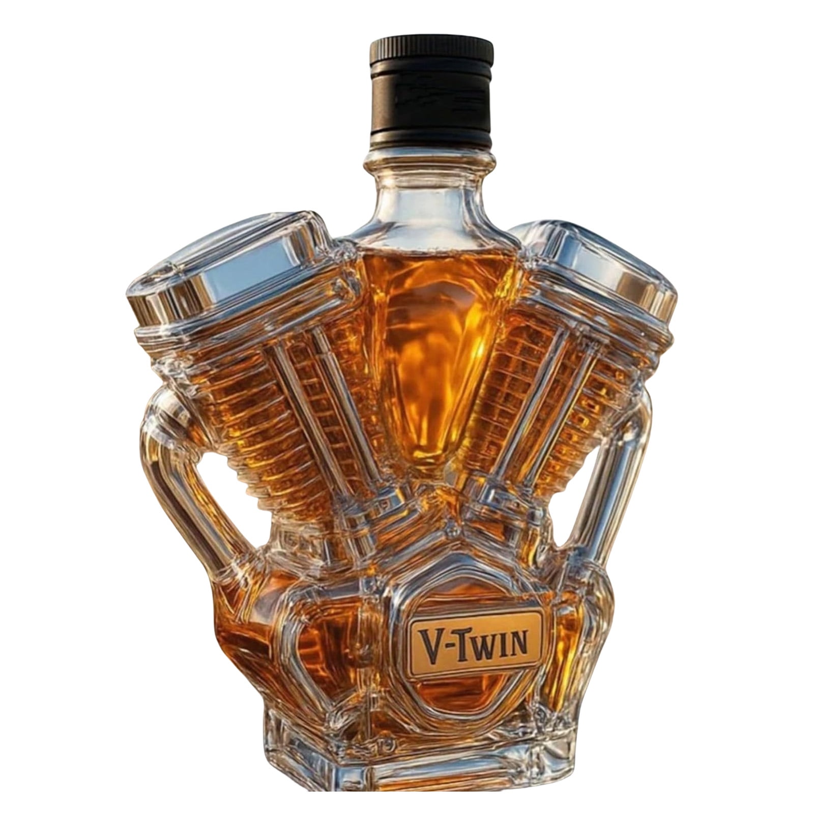 Whiskey Bottle,3d Motorcycle Engine Design Decanter,Motorcycle-Themed Glass Bottle, V-Shaped ...