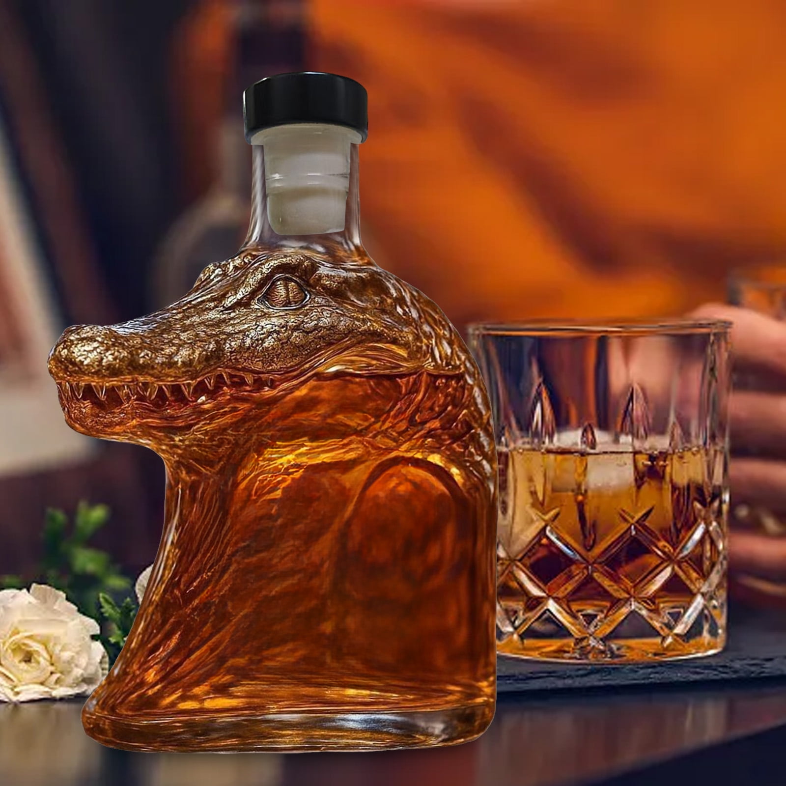 Bottle Crocodile-Shape Decanter Hand-Blown Lead-Free Glass Unique ...