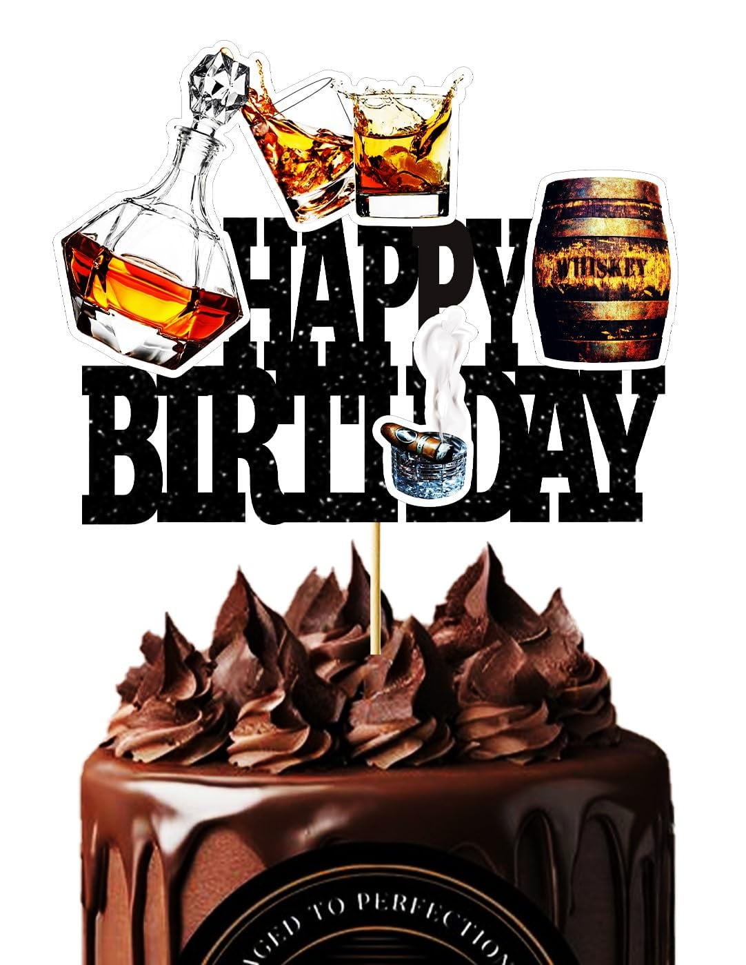 Whiskey Cake Topper FEV6 for Men Women Aged to Perfection Theme Party ...