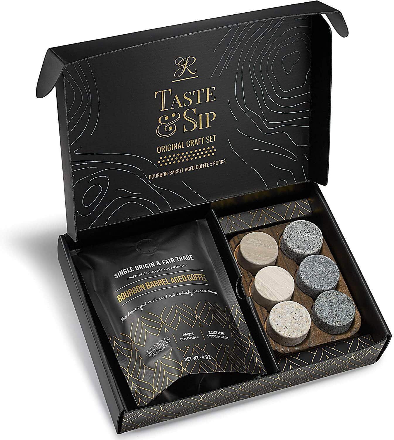 Whiskey Chilling Stones Kentucky Bourbon Barrel Aged Coffee Bar Set ...