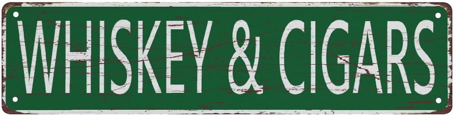 Whiskey & Cigars Tin Signs 16"X4" Street Sign For Bedroom Bar Wall ...