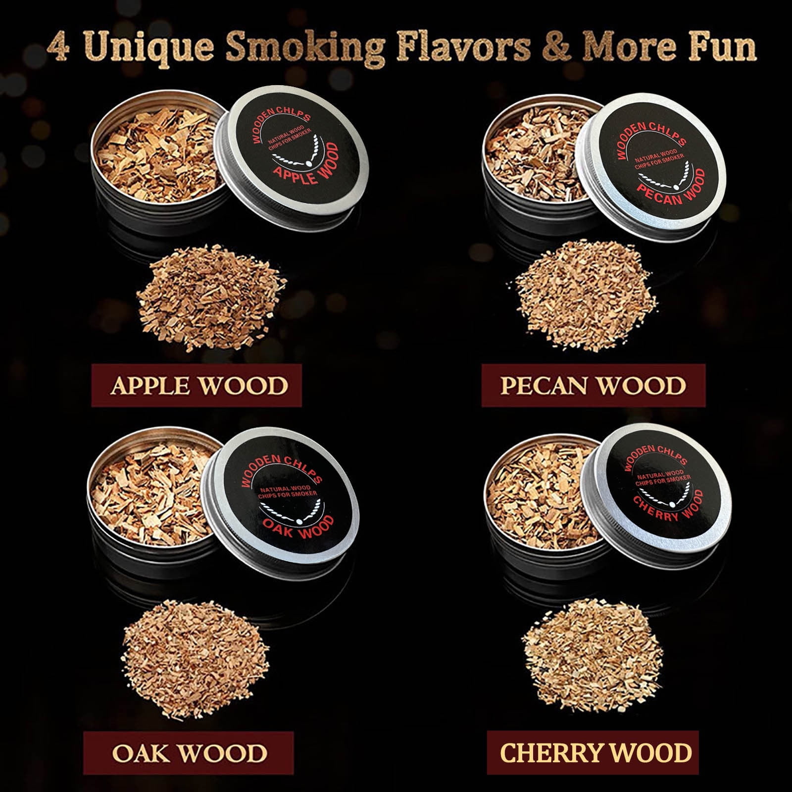 Whiskey Cocktail Smoker Box Set | 4 Natural Wood Chip Flavors ...