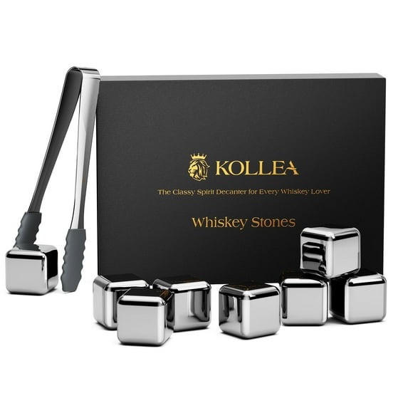 Whiskey Cooling Stones Set of 8, Stainless Steel Reble Ice Cubes, No ...