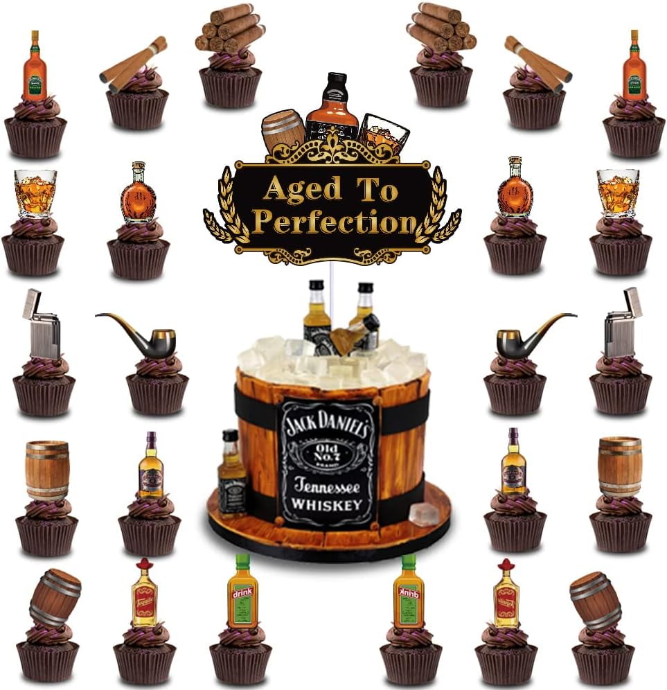 Whiskey Cupcake Toppers And Cake Decorations Aged To Perfection