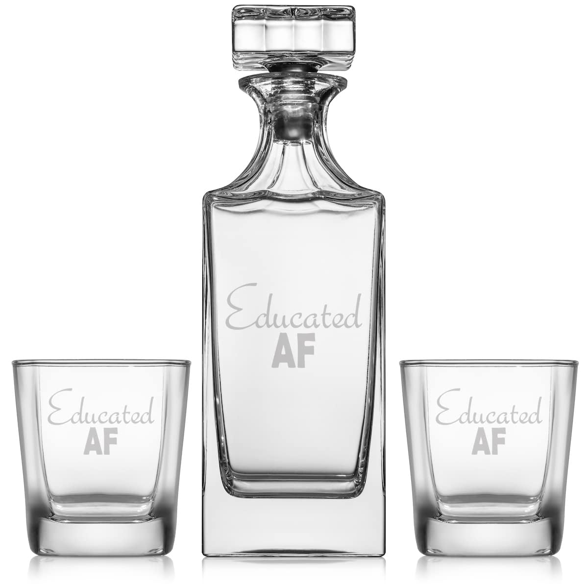 Whiskey Decanter Gift Set With 2 Whiskey Old Fashioned Rocks Glasses ...