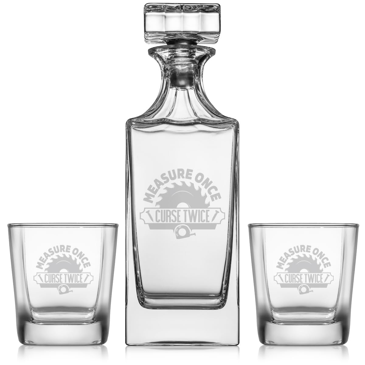 Whiskey Decanter Gift Set With 2 Whiskey Old Fashioned Rocks Glasses ...