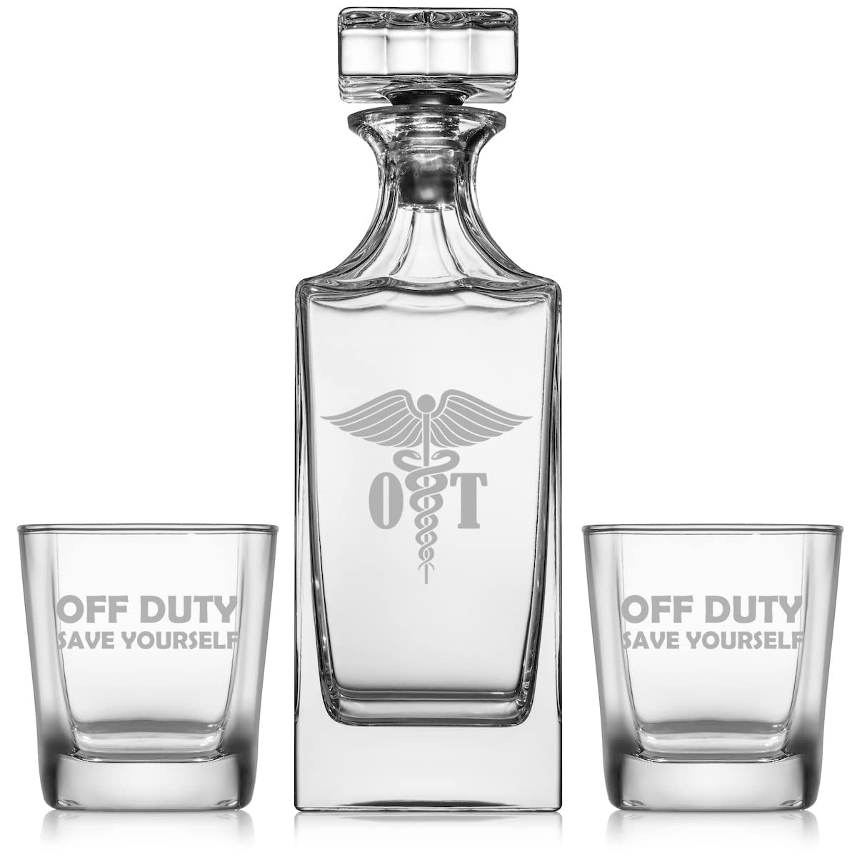 Whiskey Decanter Gift Set With 2 Whiskey Old Fashioned Rocks Glasses OT ...