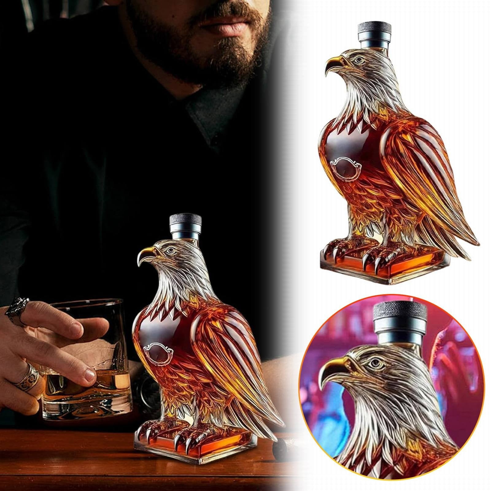 Whiskey Eagle Glass Decanter – Unique Whiskey Bottle for Men, Dad, Husband – Perfect Home Bar ...