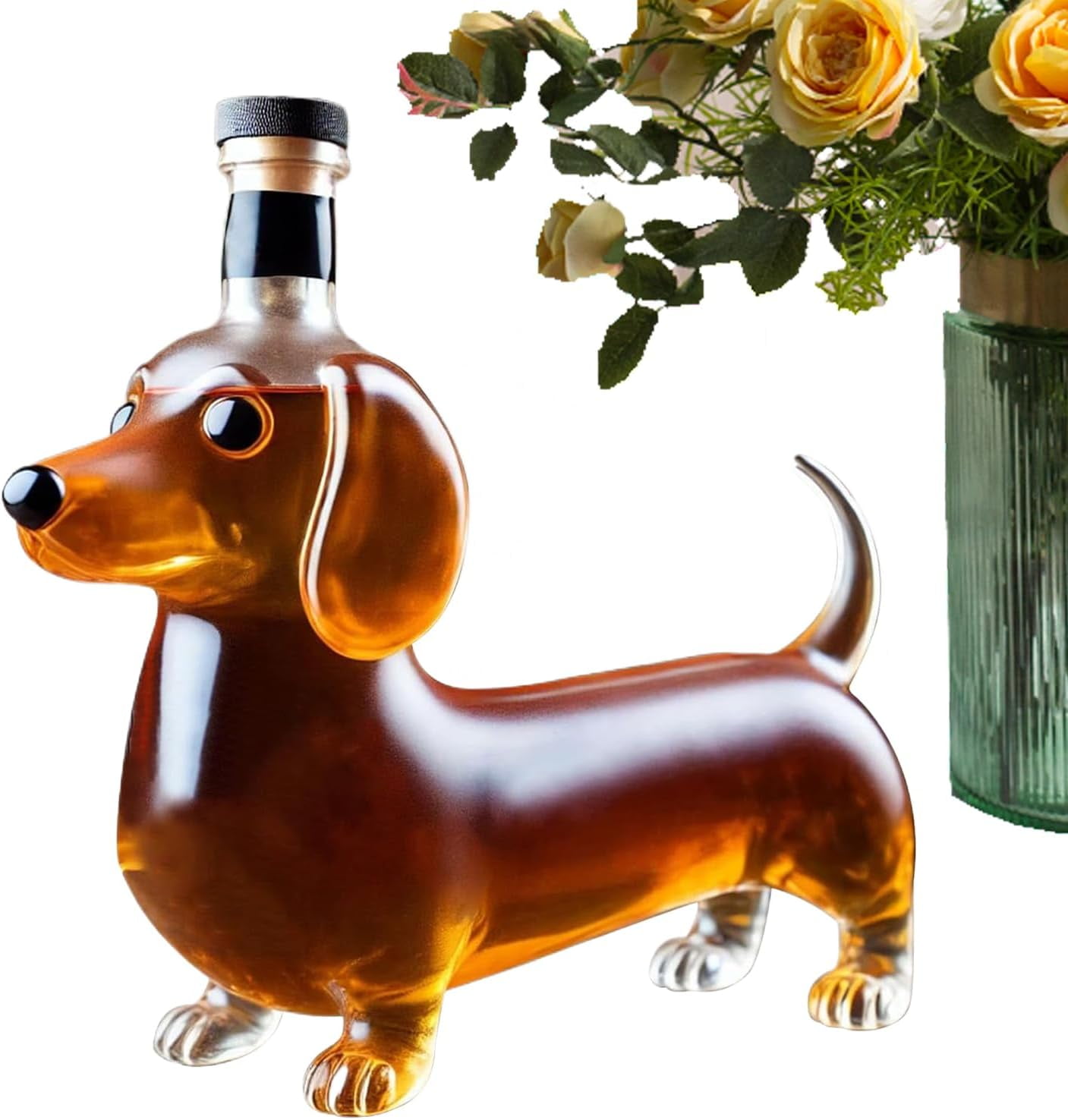 Whiskey Glass Bottle, Dachshund-Shaped Liquor Decanter, 6.43/6.69 ...