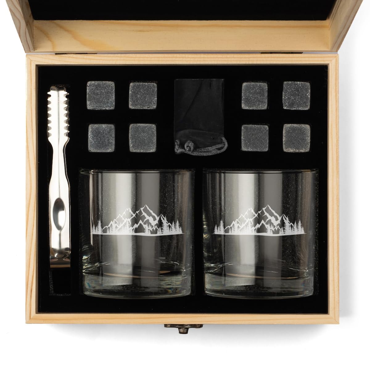 Whiskey Glass Gift Box Set with Whiskey Stones and 2 Rocks Glasses ...