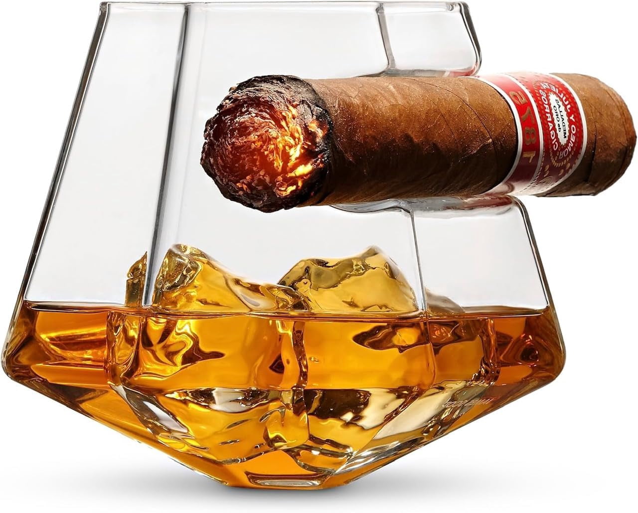 Whiskey Glass, Old Fashioned Glasses with Cigar Rest, Gifts for Men ...