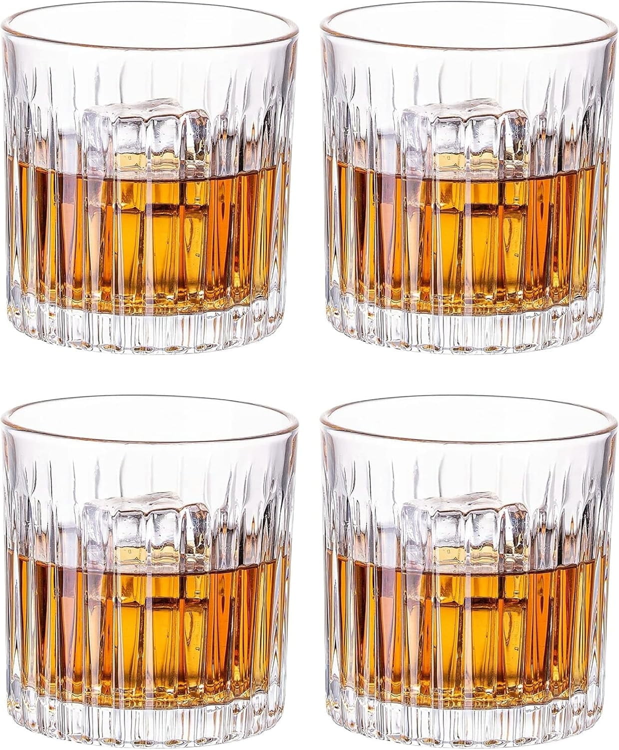 Whiskey Glass Set of 4, 8-ounce, Old Fashioned Rocks Glasses Tumblers ...