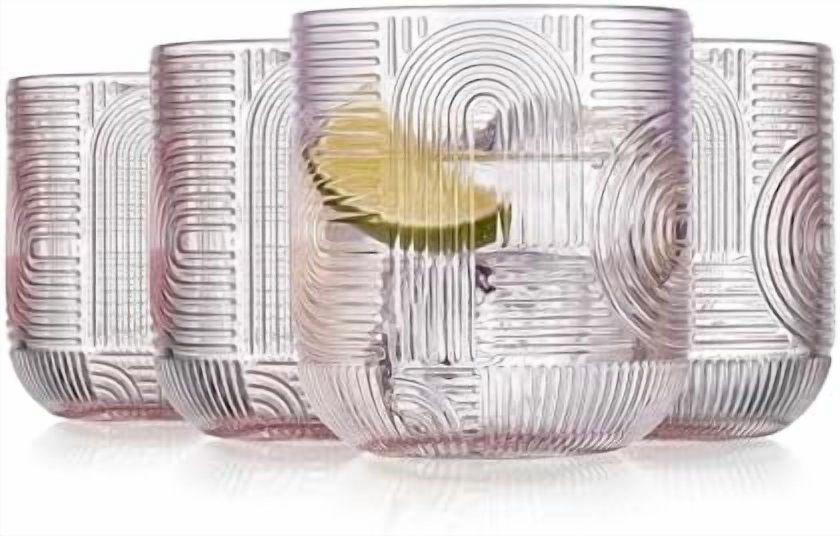 Whiskey Glasses Set of 4 Double Old Fashioned 13 oz. Rock Glases, Pink ...