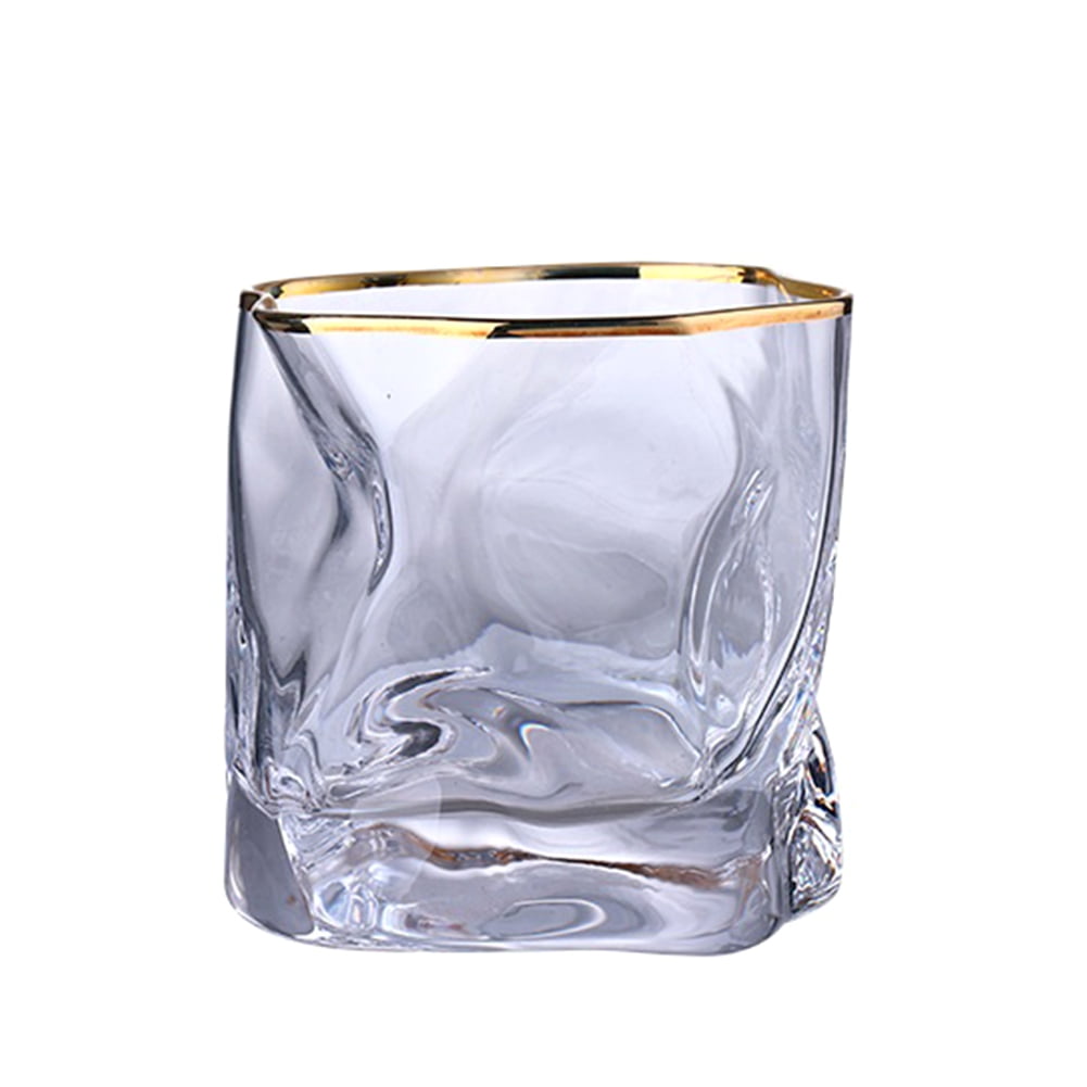 Whiskey Glasses Stemless Wine Glass Cup Geometric Tilting Design Rolling Whiskey Glasses