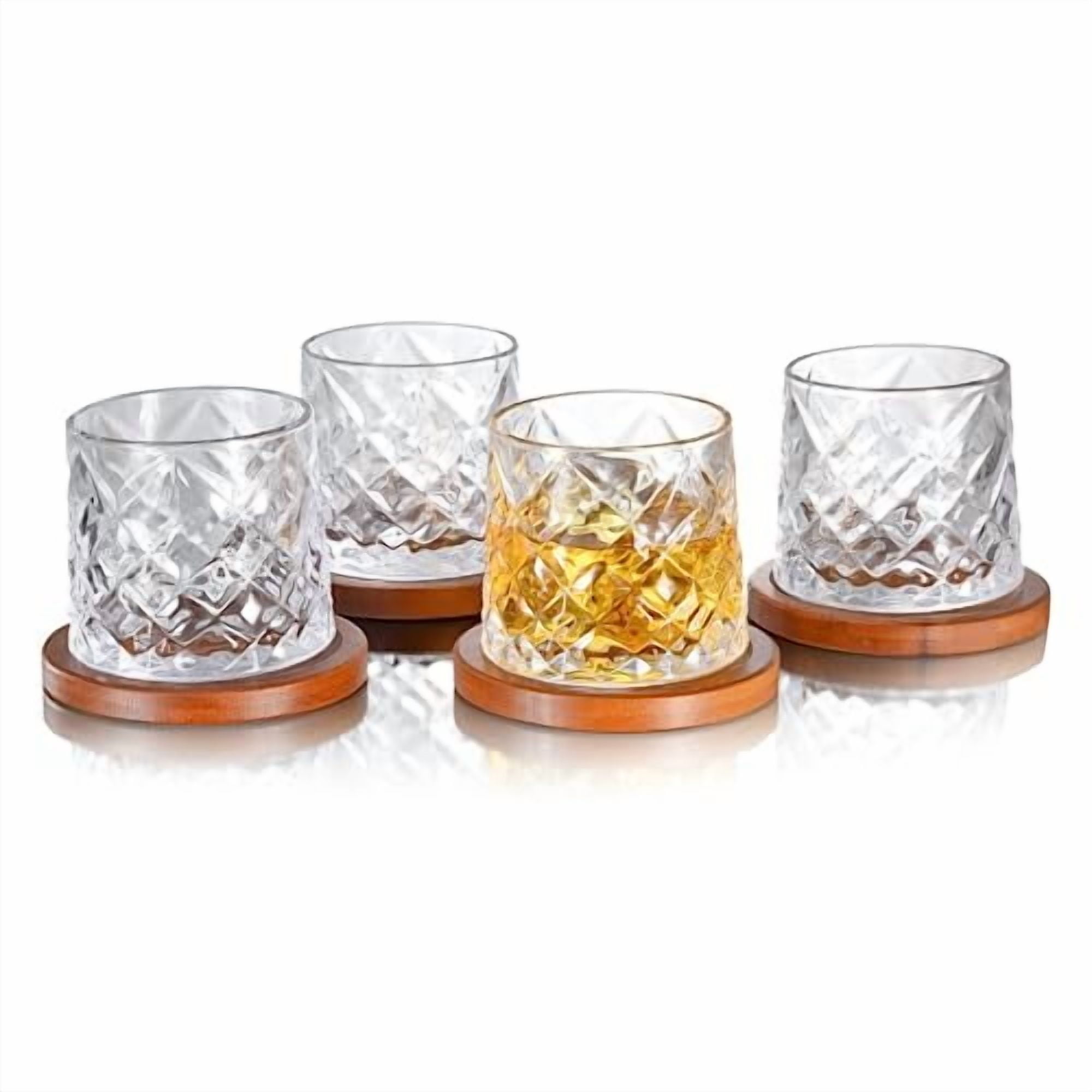 Whiskey Glasses with coaster Set of 4-9.29oz - Elegant Design ...