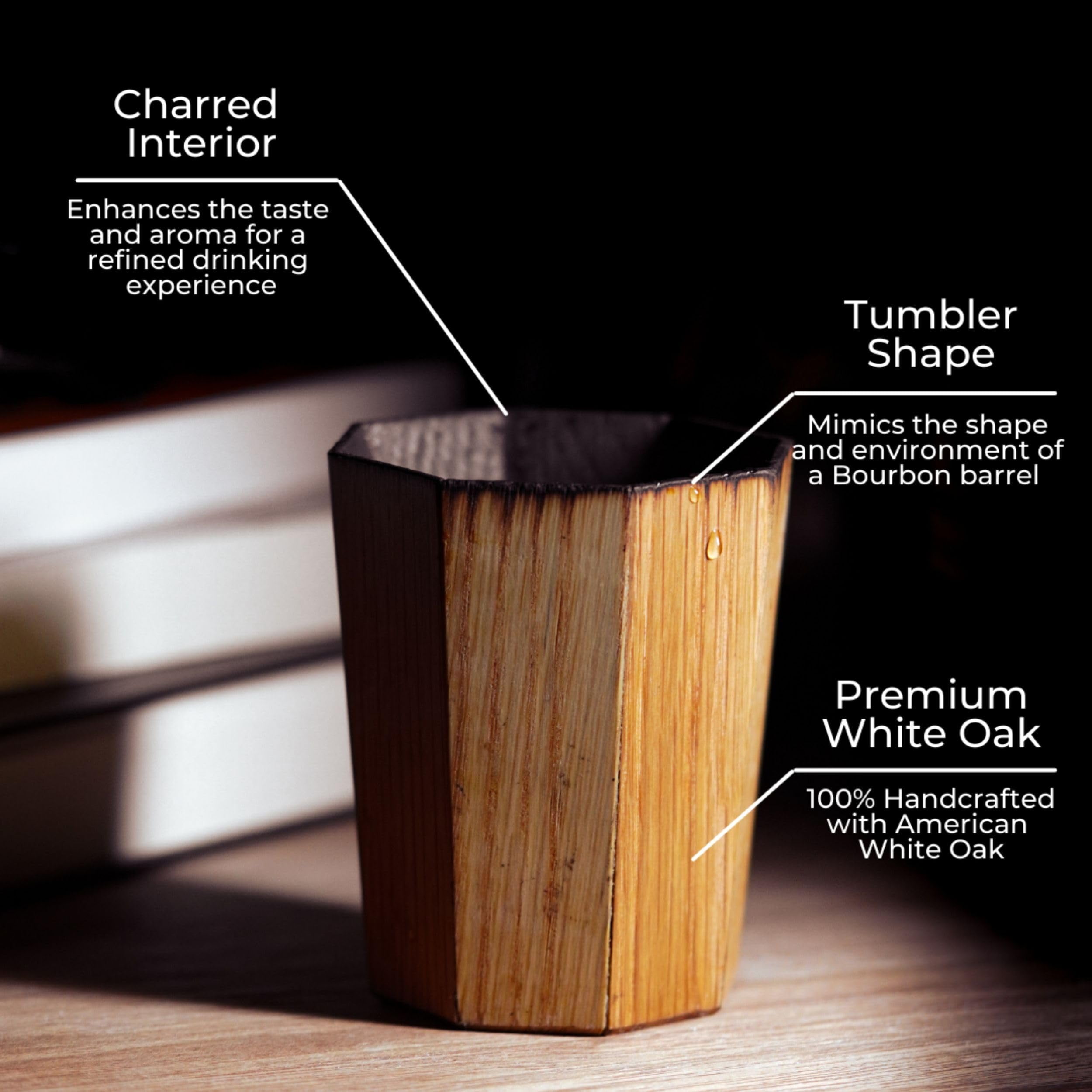 Whiskey Grail Cup Wooden Charred - Charred Oak Whiskey Cup - Wooden Bourbon Glass with Barrel ...
