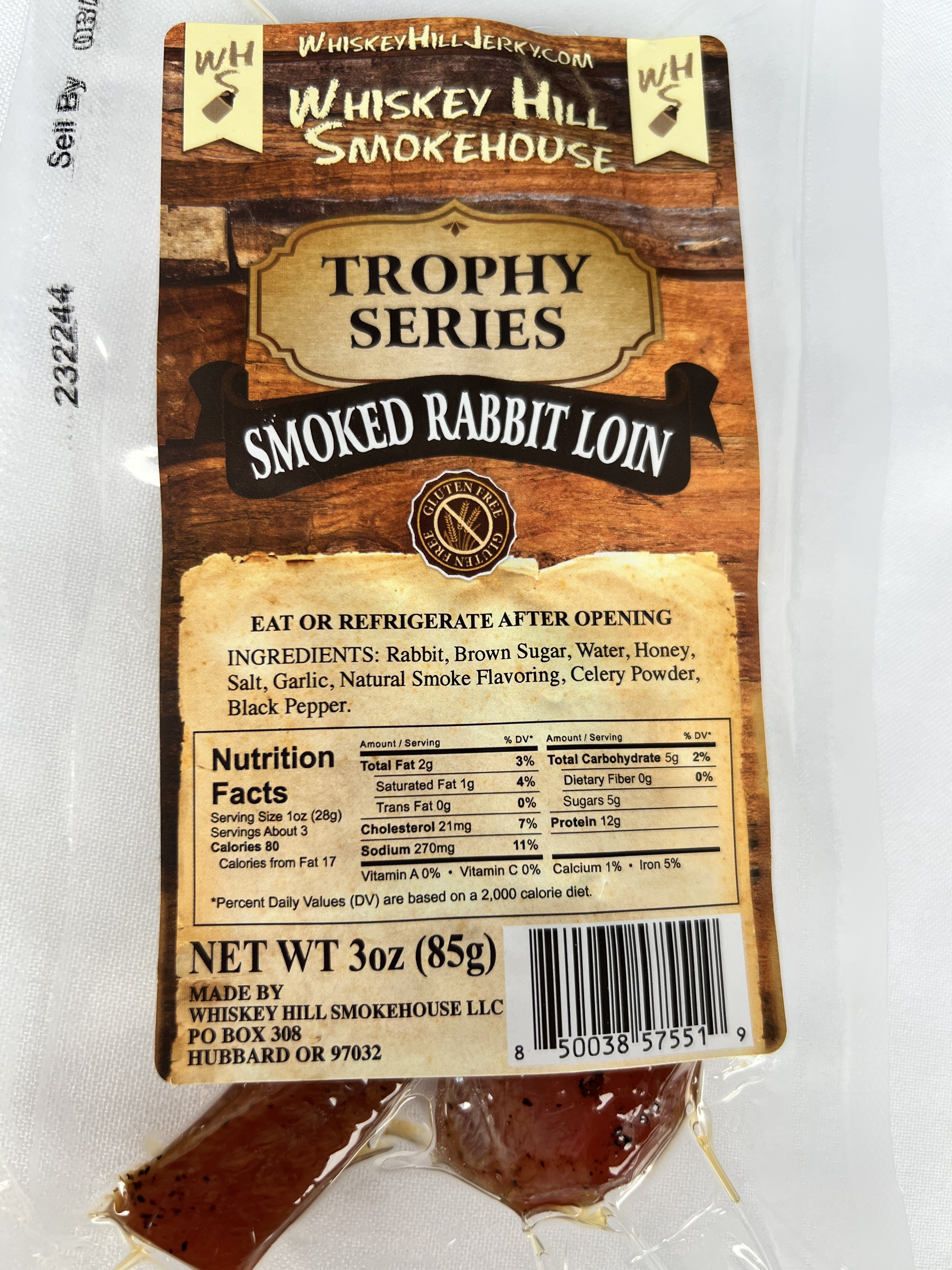 Whiskey Hill Smokehouse - Trophy Series Game Jerky - SMOKED RABBIT LOIN ...