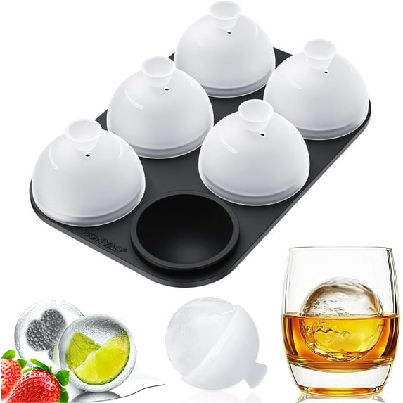 Whiskey Ice Ball Mold - 1.8 Inch Silicone Maker With Individual Lid for ...