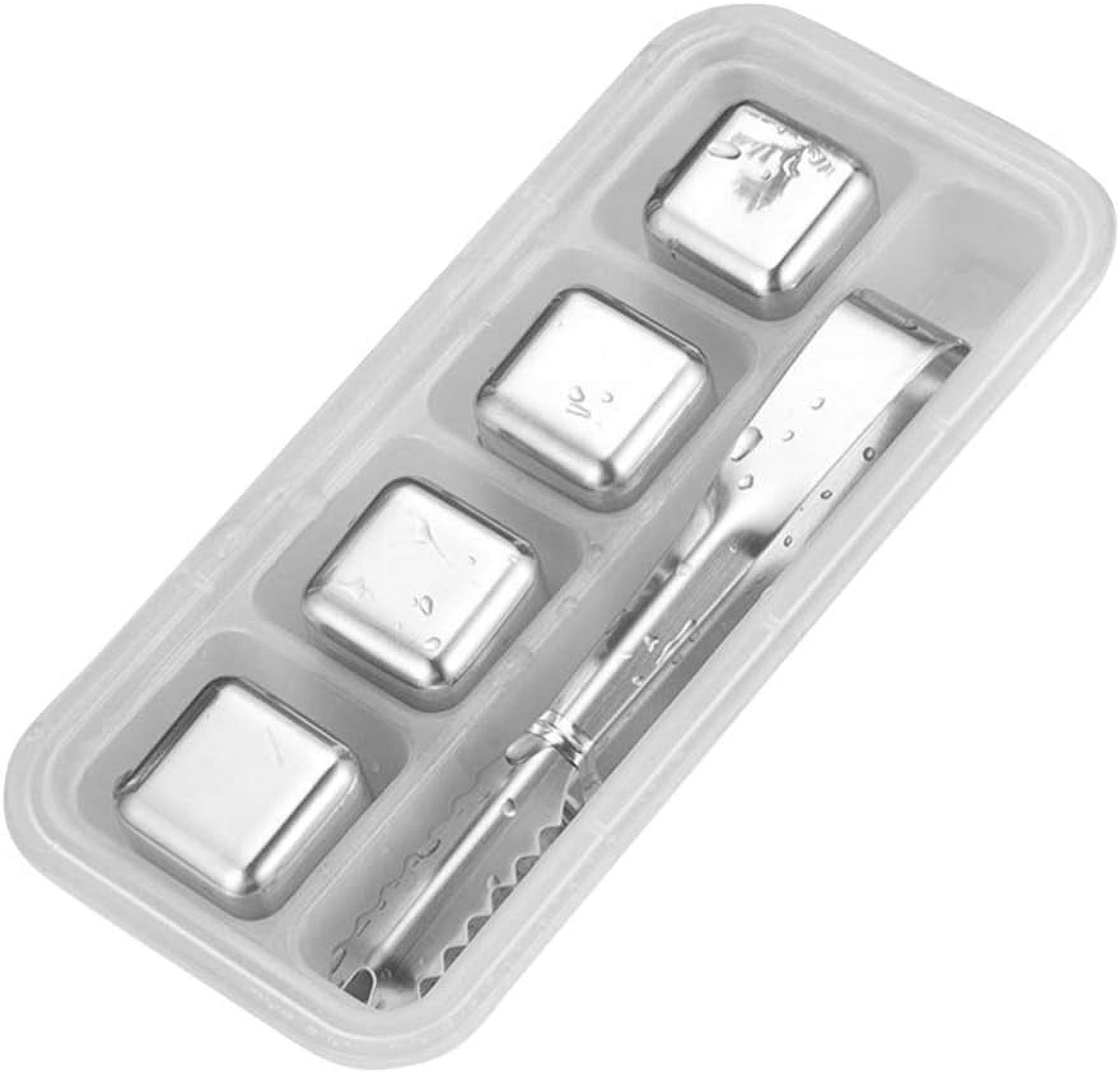 Whiskey Ice Cubes 4 Pcs Stainless Steel Ice Cubes Set, Reusable Square ...