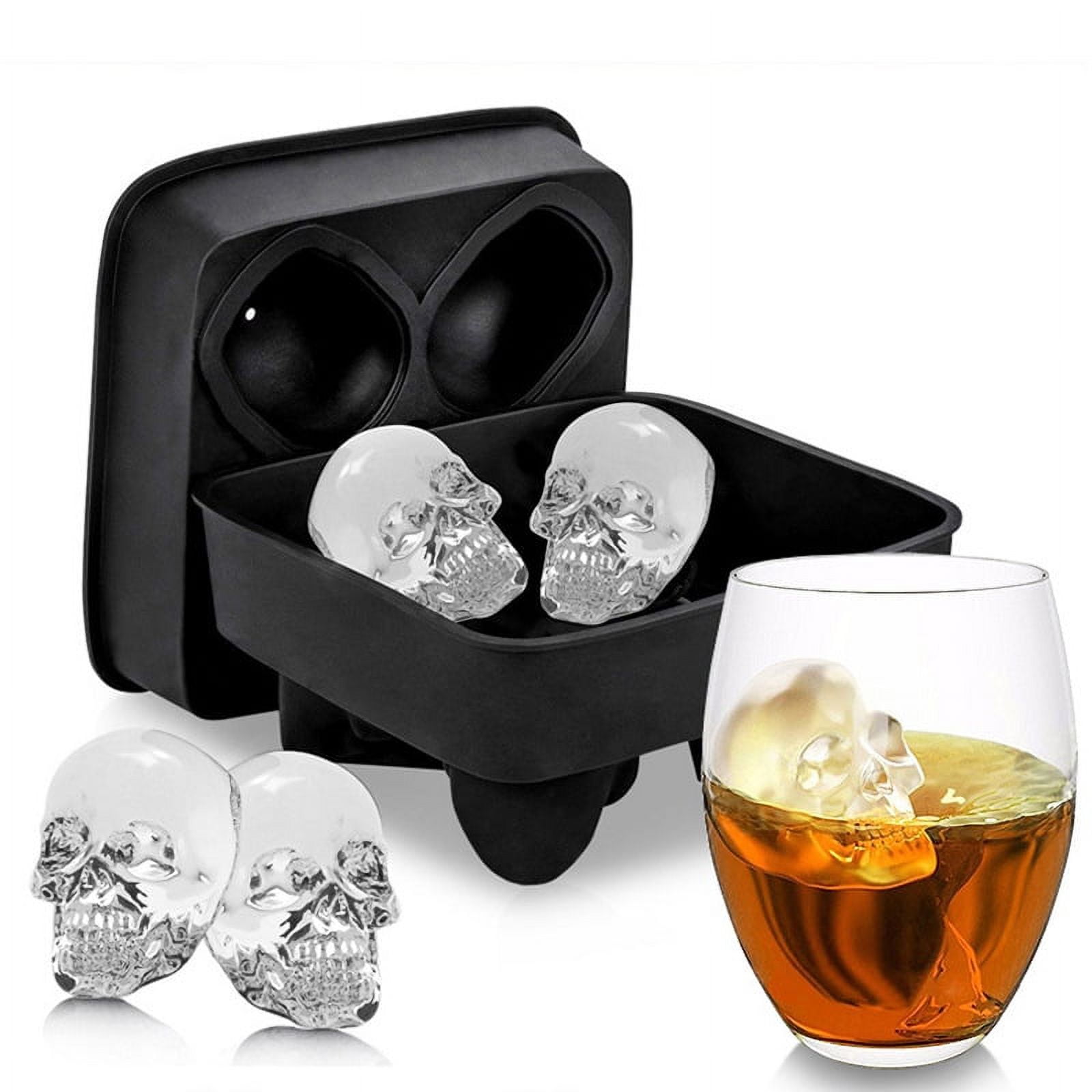Whiskey Ice Mold, 2PCS Skull Ice Cube Mold - 3D Large Skull Ice Cube ...
