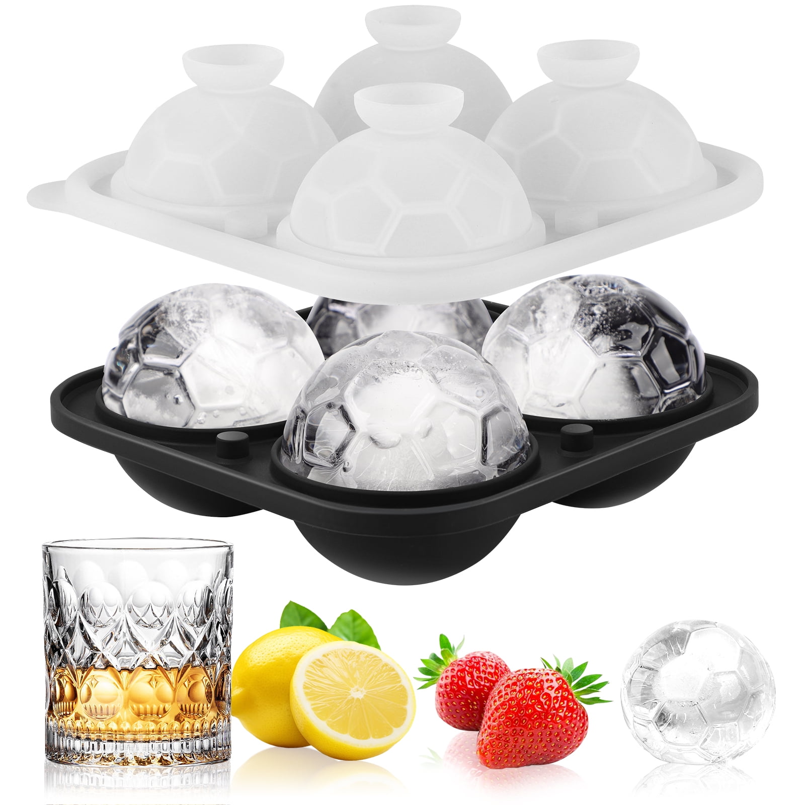 Whiskey Ice Molds, ACMETOP Large Round Ice Ball Maker with Lid, Ice ...