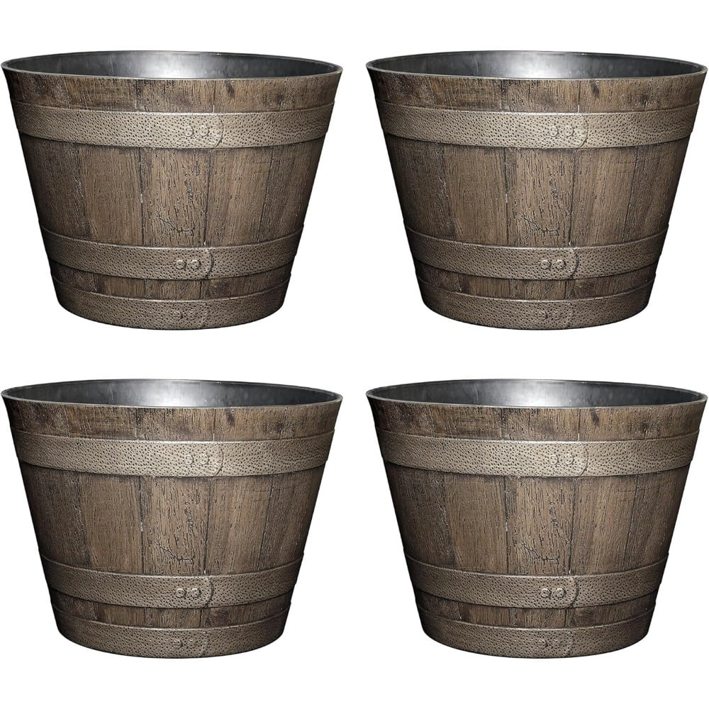 Whiskey Plastic Resin Flower Pot Barrel Planter: Rustic Charm with Modern Durability for Your ...