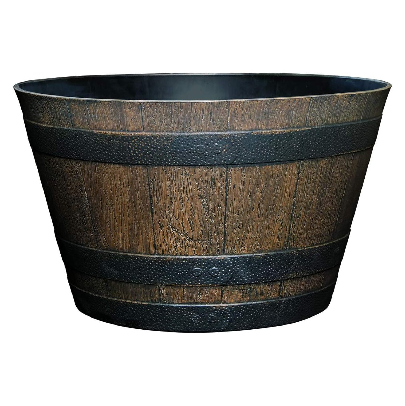 Whiskey Plastic Resin Flower Pot Barrel Planter, Walnut Brown, 20.5" 1 ...