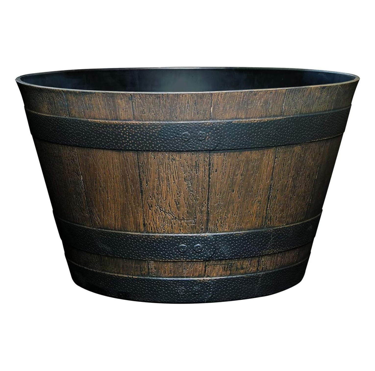Whiskey Plastic Resin Flower Pot Barrel Planter, Walnut Brown, 20.5 ...