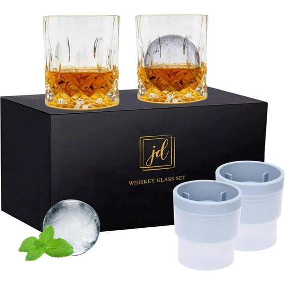 Whiskey Rocks Glass Set In Gift Box - Includes 2 Crystal Bourbon ...