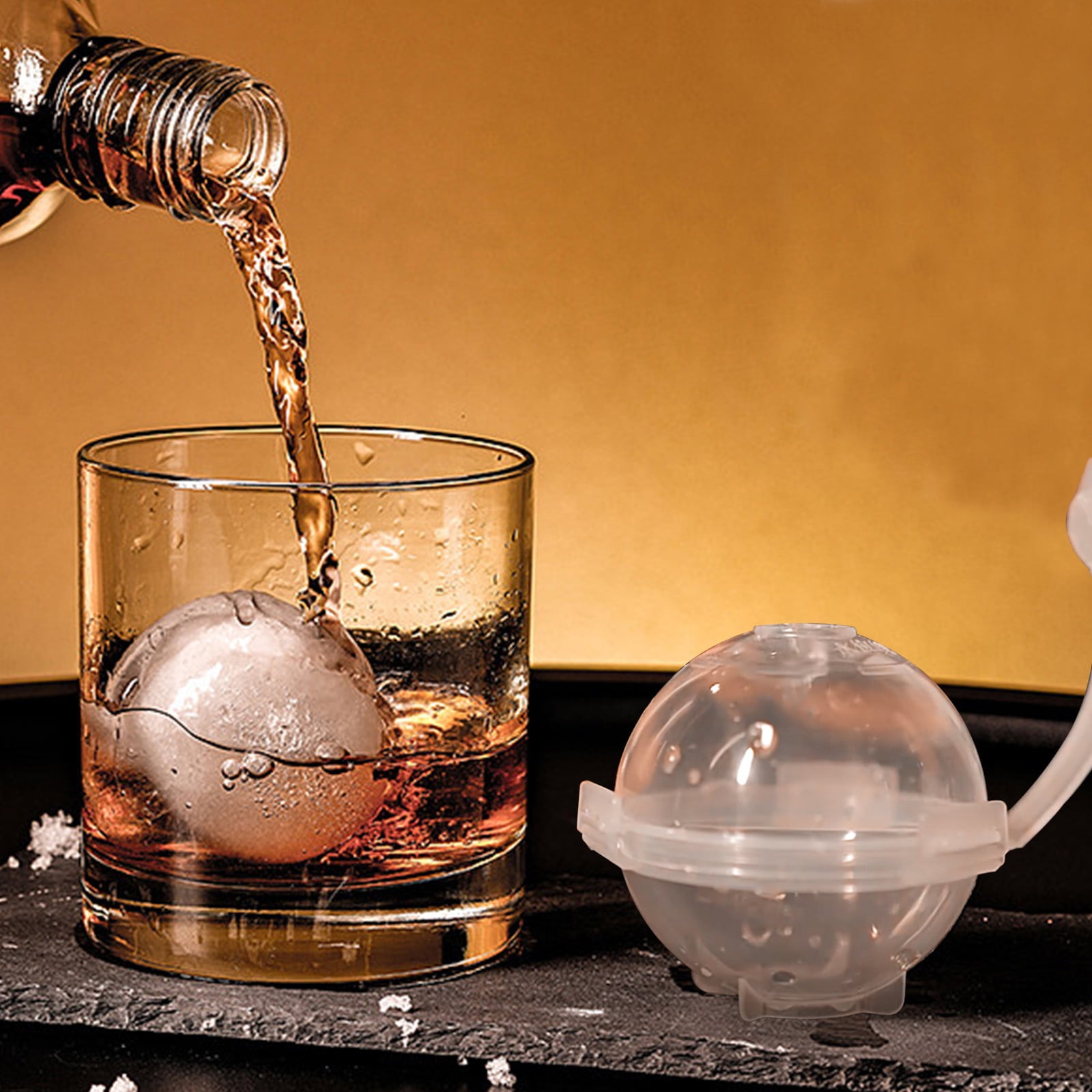 Whiskey Round Ice Ball Maker, Large Spherical Ice Mould with Easy ...