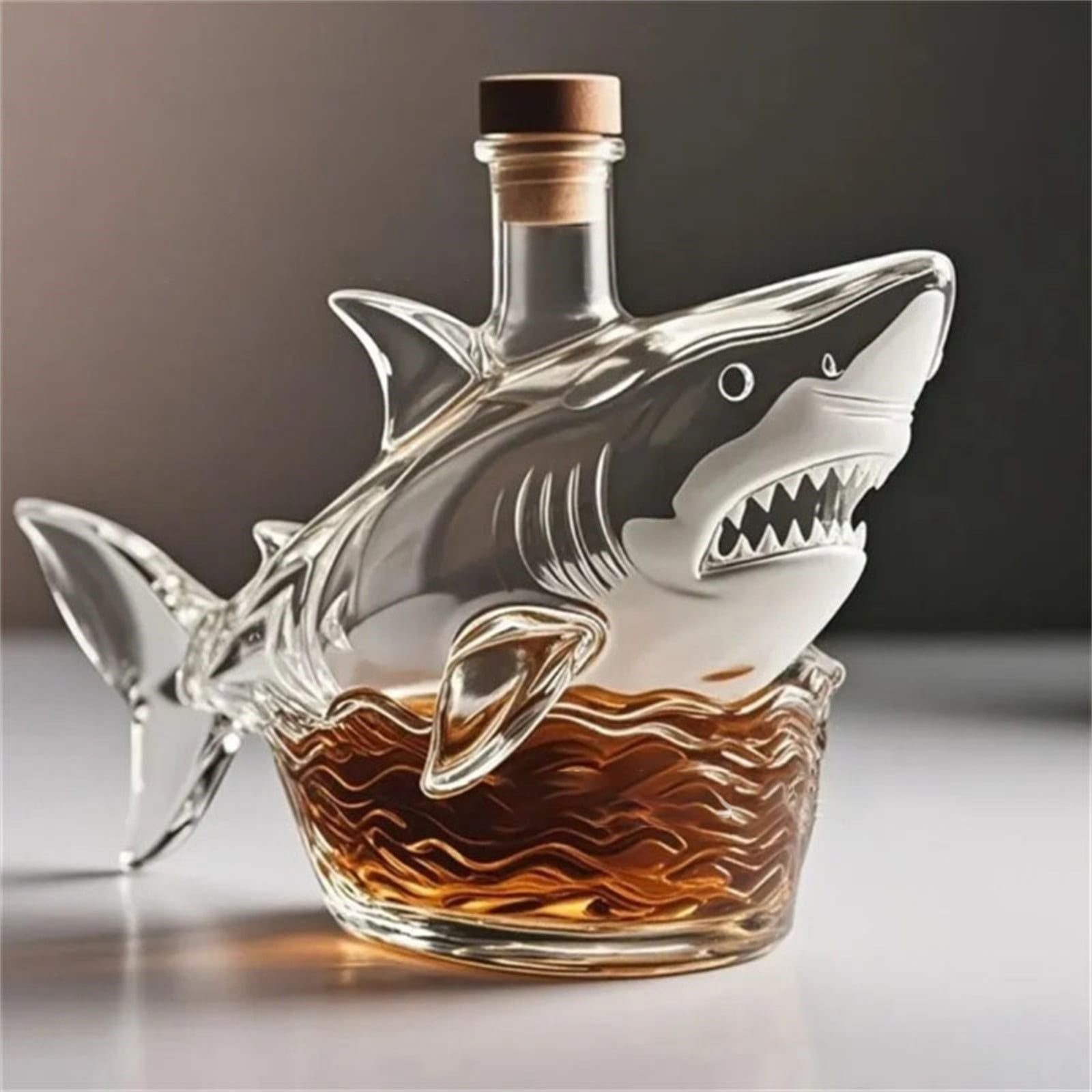 Whiskey Shark Glass Decanter, Creative Animal-Themed Glass Bottle ...