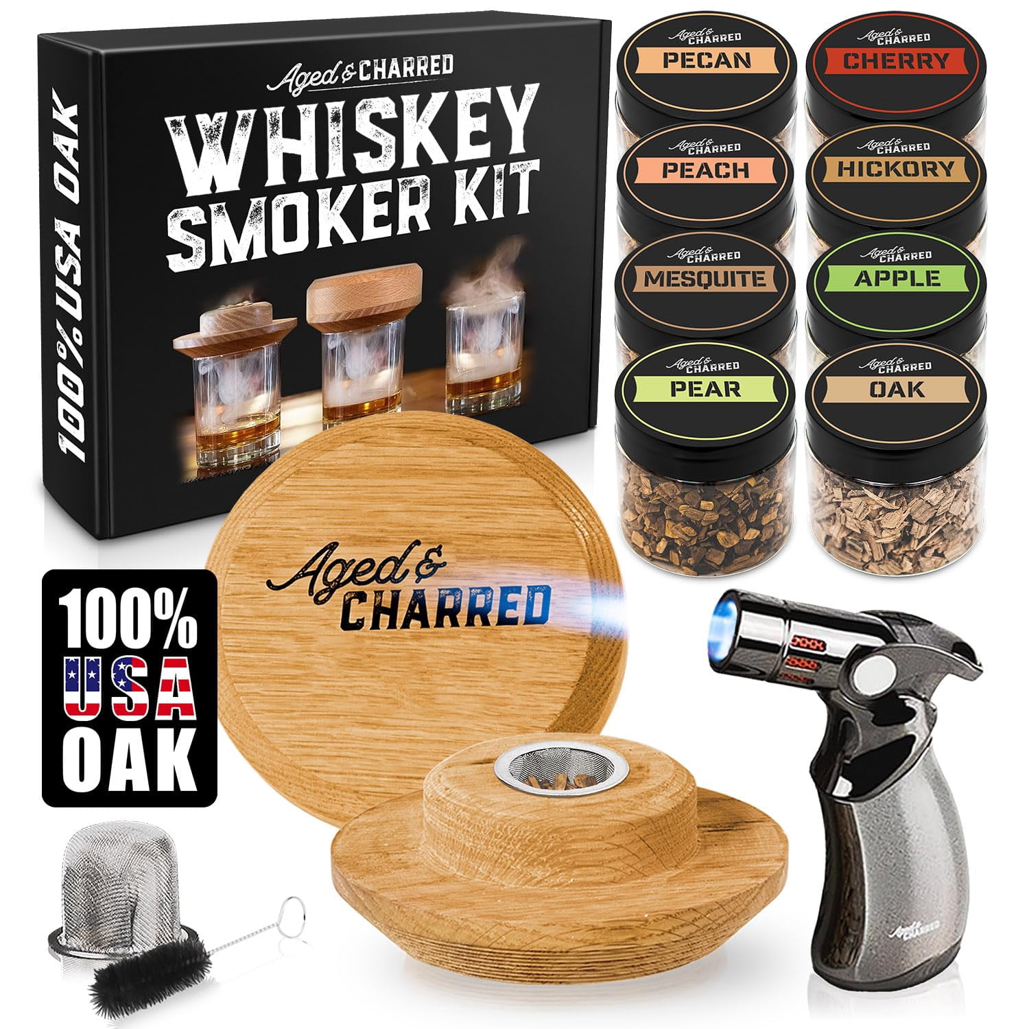 Free Shipping! Cocktail Smoker Kit with Torch - High-End Set, USA Oak ...