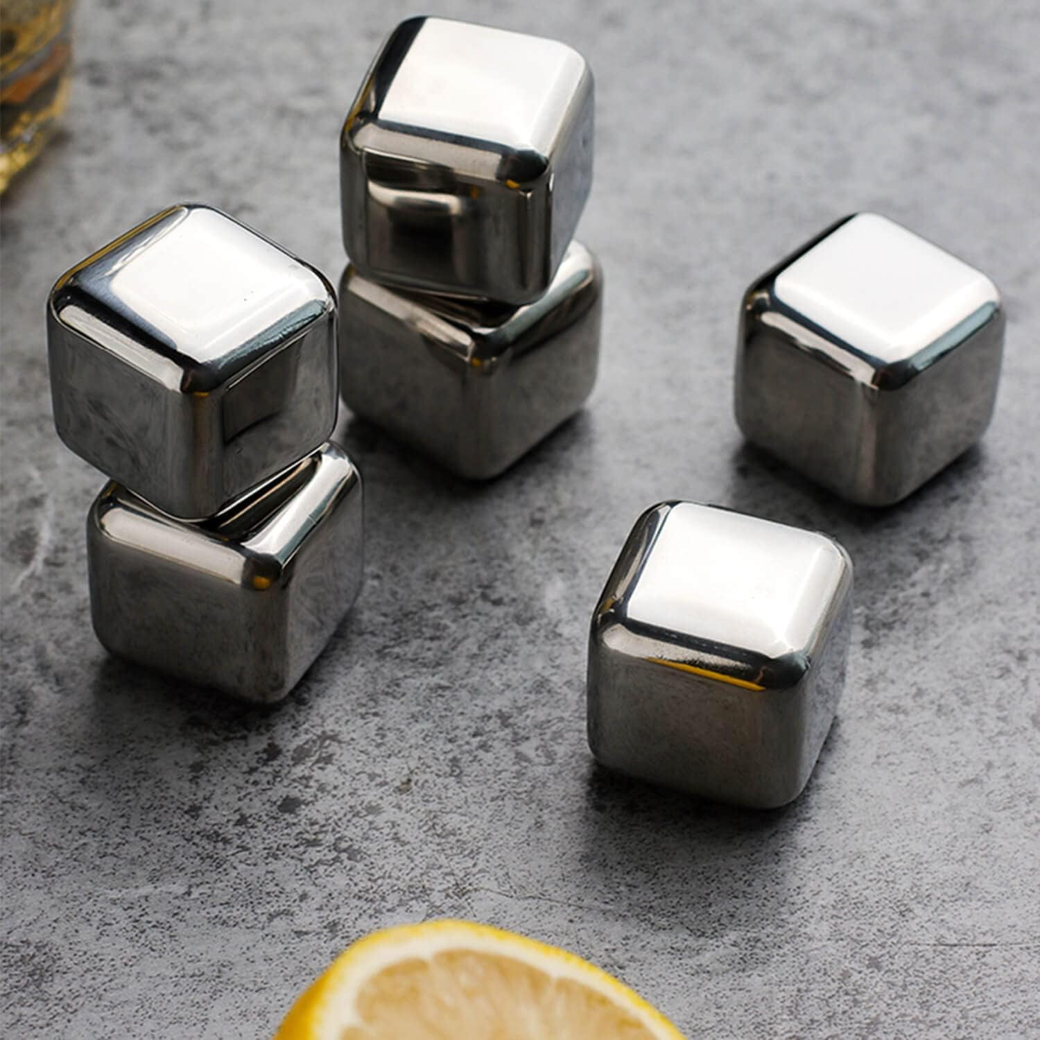 Whiskey Stones 6 Pack, Metal Reusable Ice Cubes, High Cooling ...