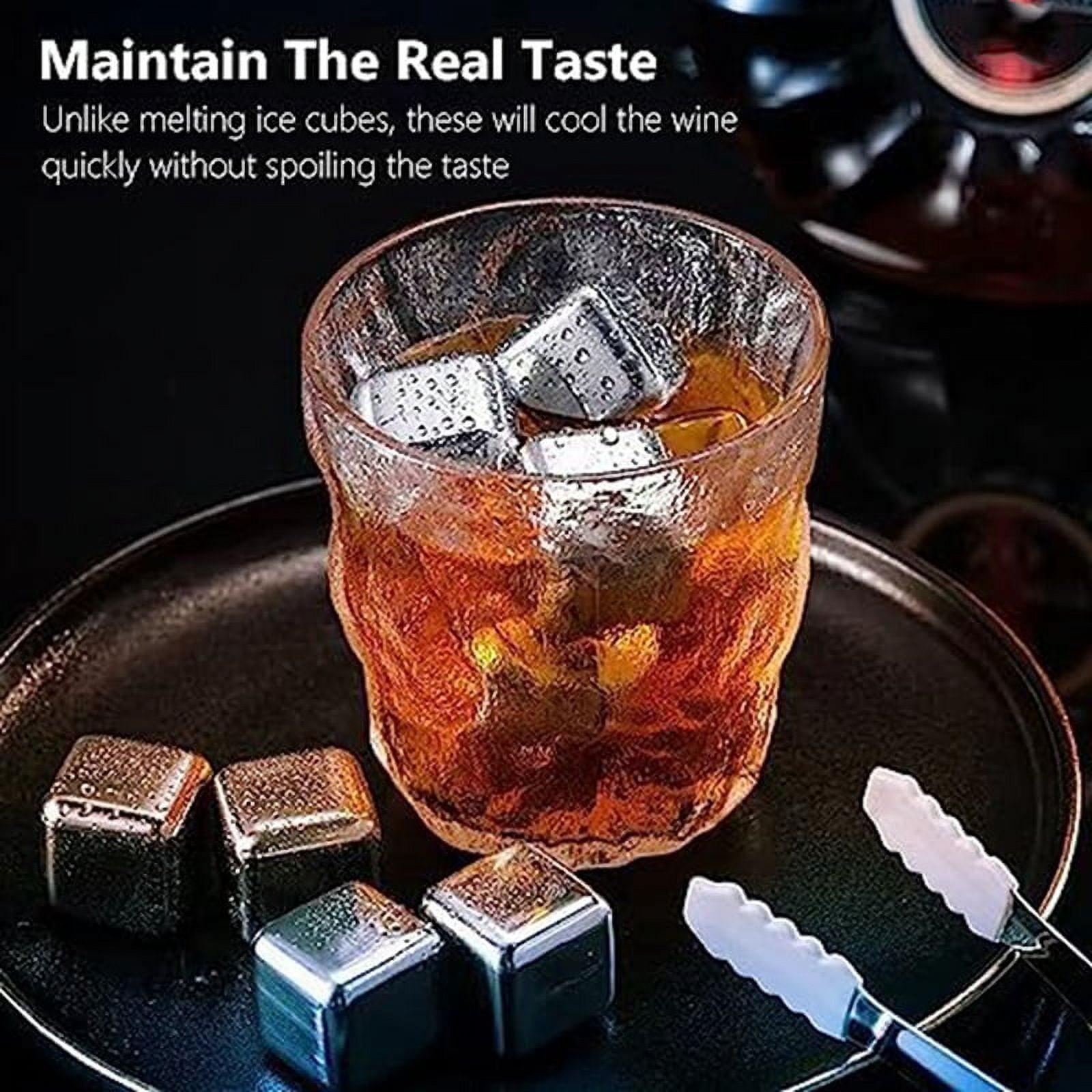 Whiskey Stones 6 Pack, Metal Reusable Ice-Cubes, High Cooling ...
