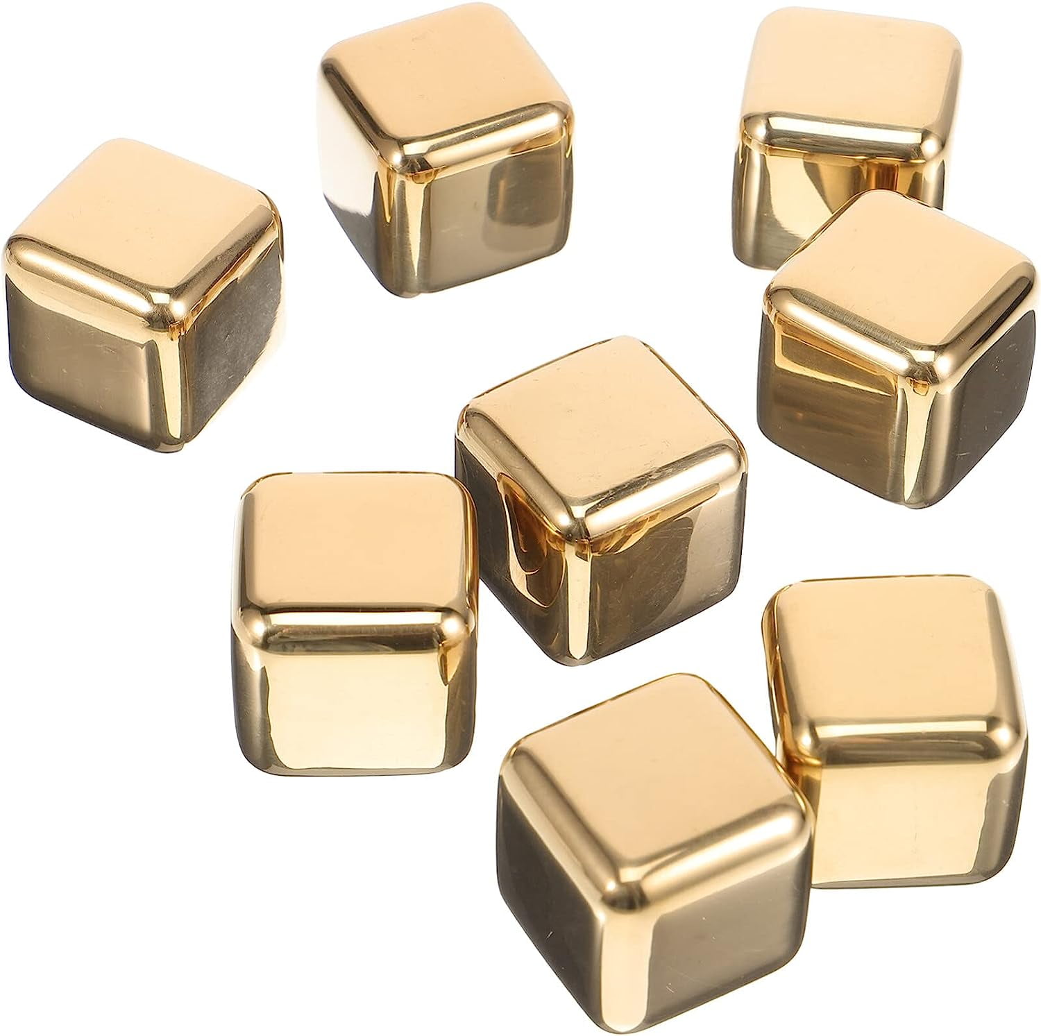 Whiskey Stones Reusable Ice Cubes Stainless Steel 8pcs Metal Chilling ...