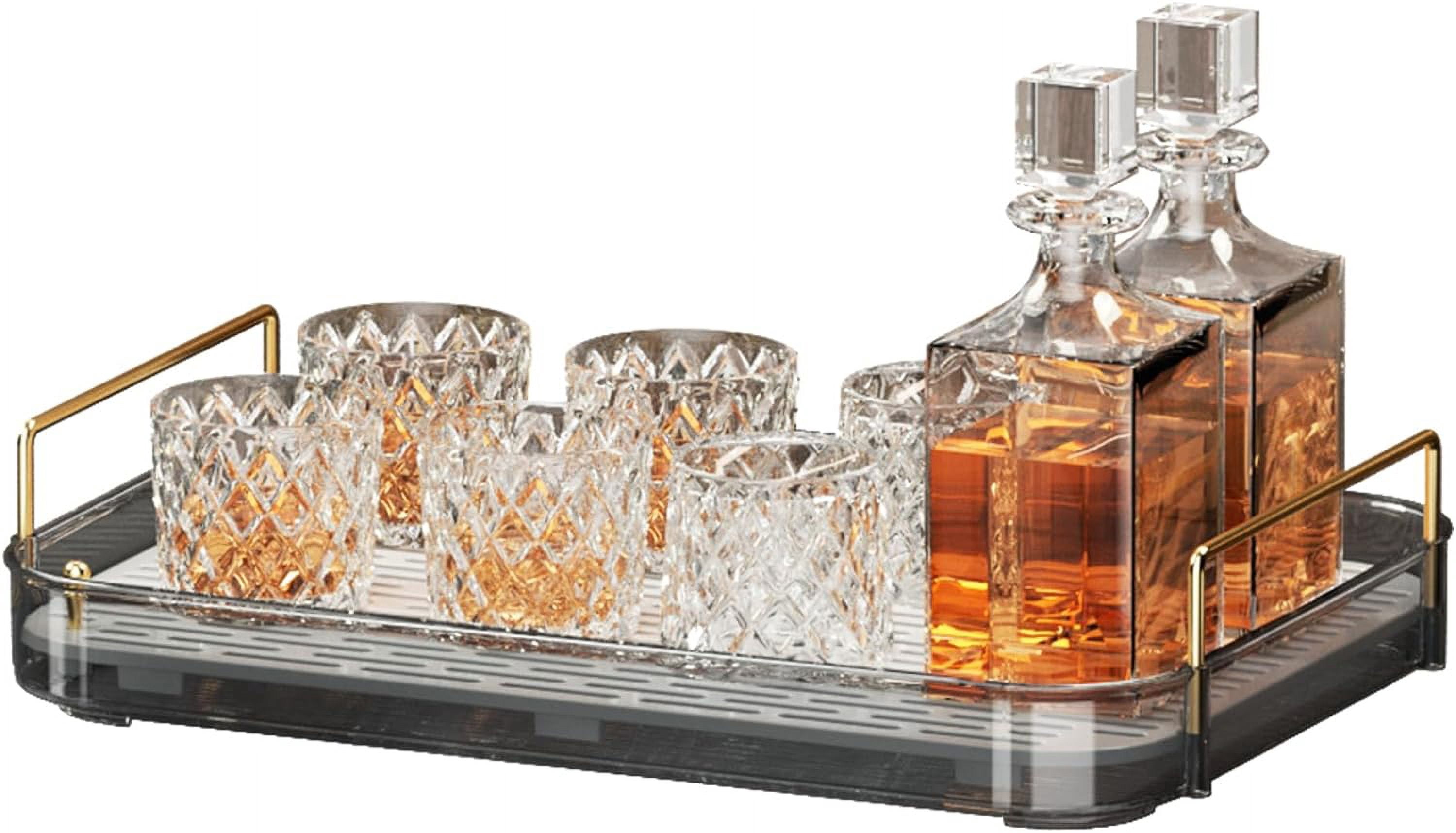 Hltser Whiskey Tray and Glass Cup Rack with Drain Board Mug Holder and ...
