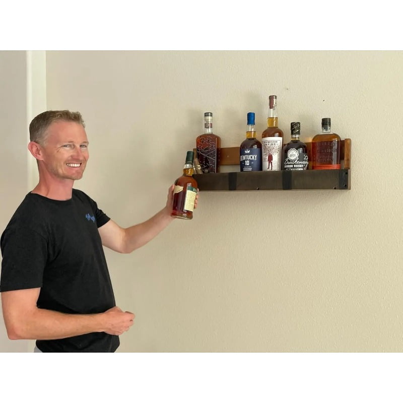 Whiskey & Wine Barrel Shelf - Rustic Wall-Mounted Wooden Rack for ...