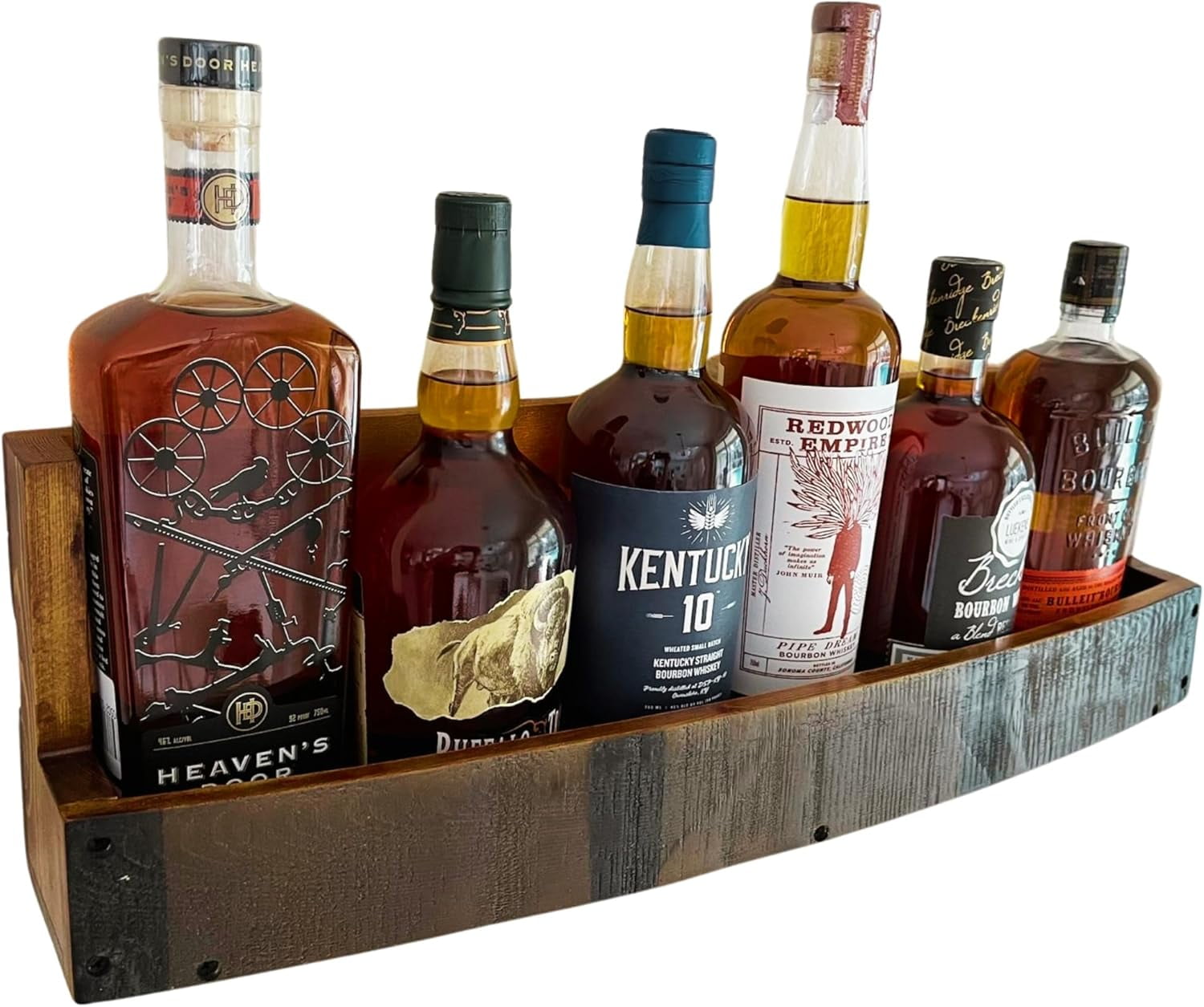 Whiskey & Wine Barrel Shelf: Wall-Mounted Wooden Display Rack for ...