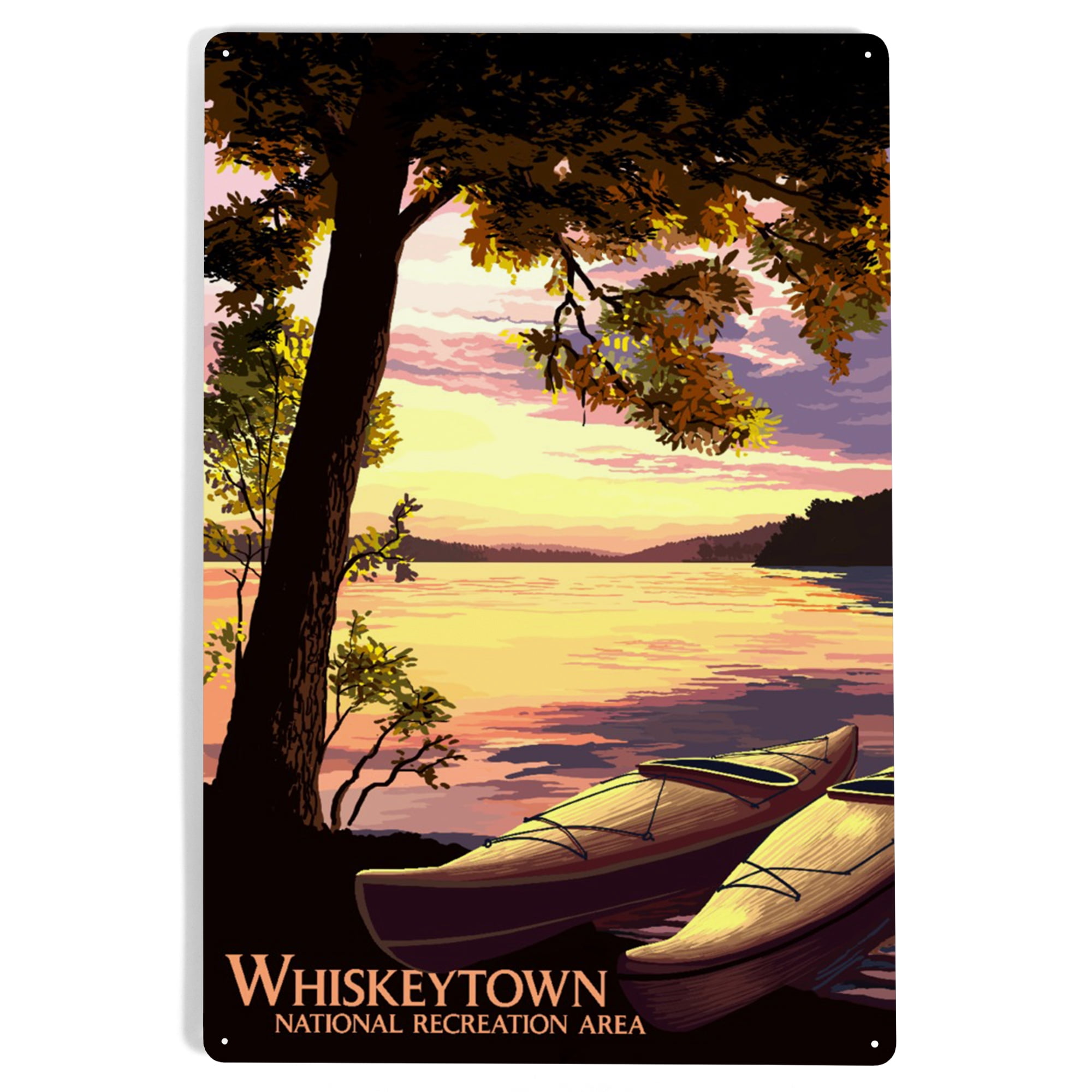 Whiskeytown National Recreation Area, Kayaks and Lake at Sunset (12x18 ...