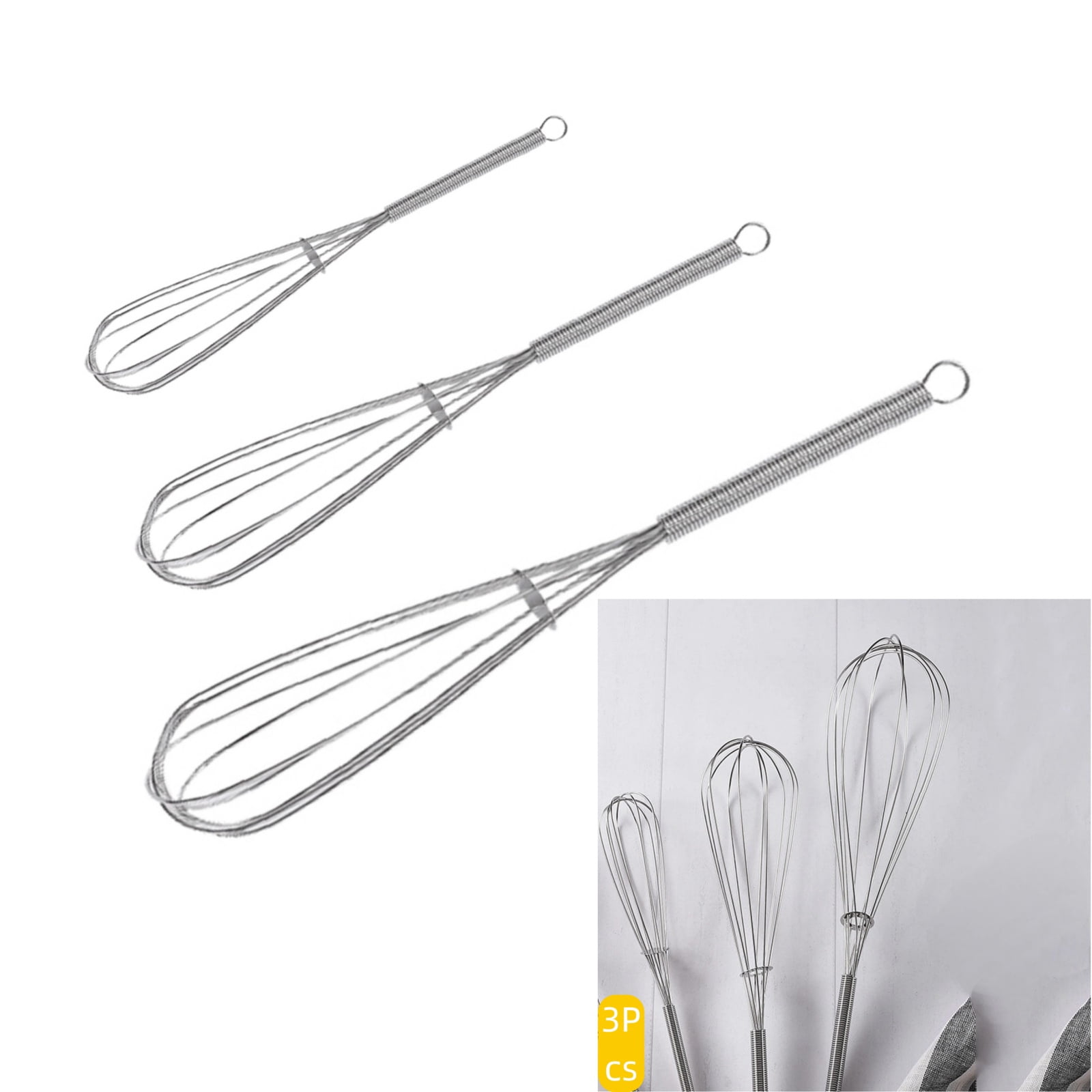 Whisks for Cooking, 3 Pack Stainless Steel Whisk for Blending, Whisking ...