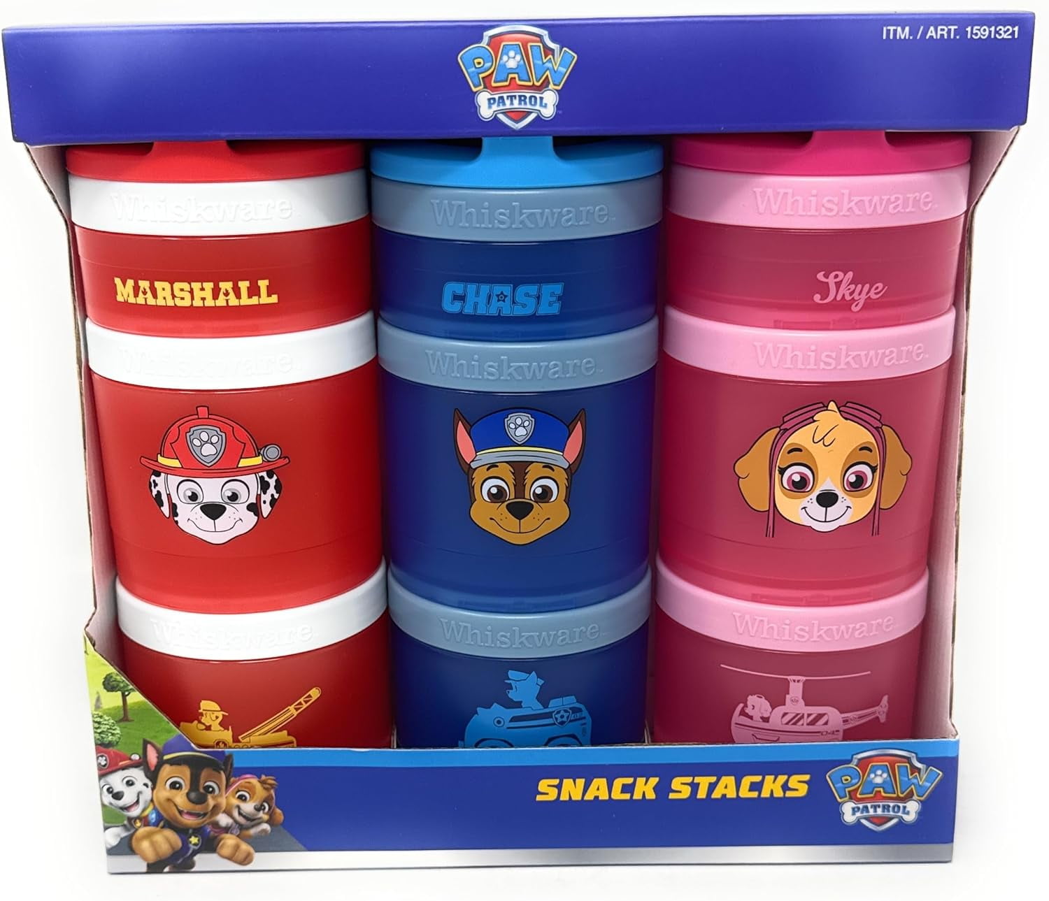 Whiskware Stackable Snack Containers for Kids and Toddlers, 3 partable ...