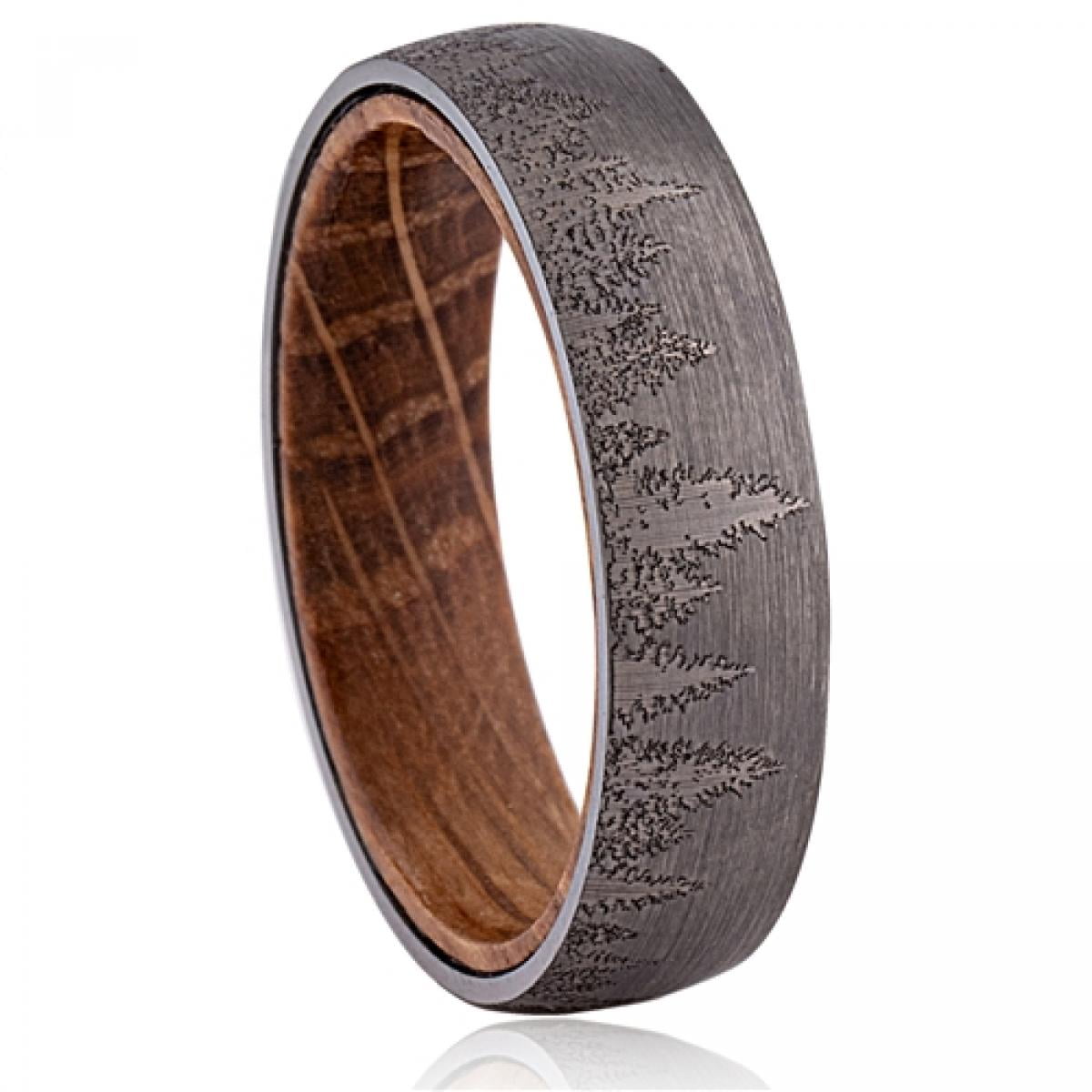 Whisky Barrel Wood Inner And Brushed Tree Design Ring - Walmart.com
