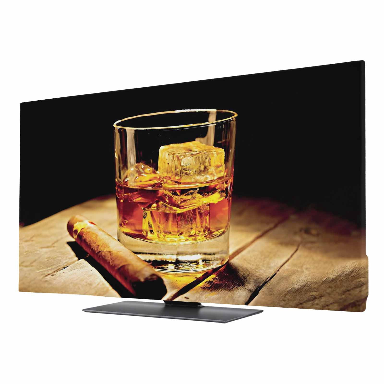 Whisky Glass TV Dust Cover 50 Inch, Wine Cigarettes Wood Striped Ice ...