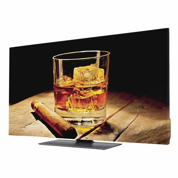 Whisky Glass TV Dust Cover 50 Inch, Wine Cigarettes Wood Striped Ice ...
