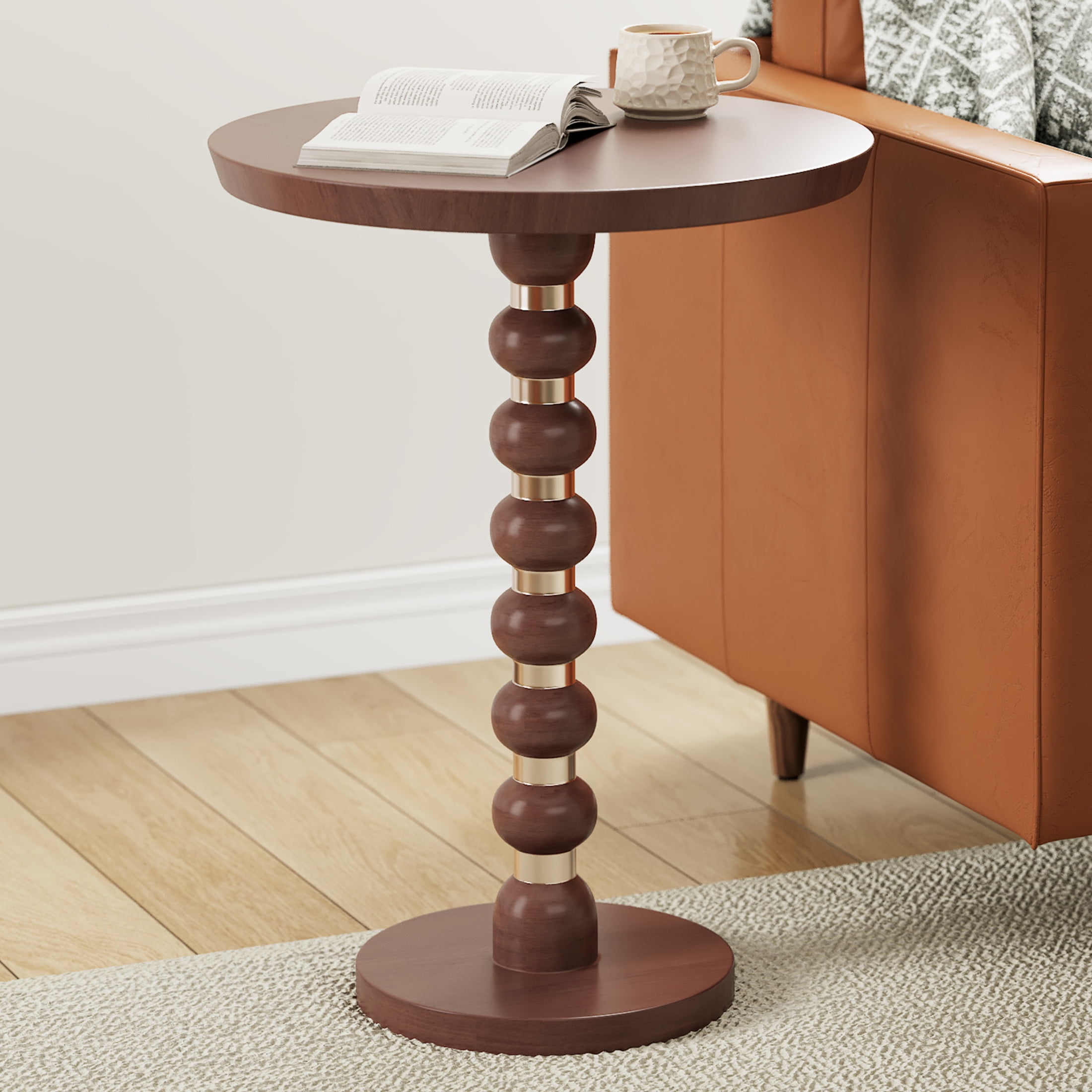Whisper Round Pedestal Side End Table, Mango Wood, Honey - Walmart.com