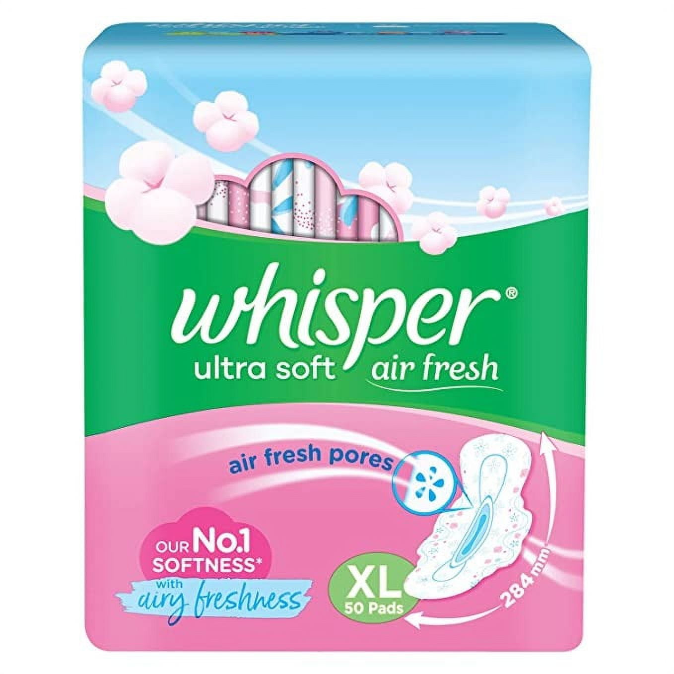 Whisper Ultra Skinlove Soft Sanitary Pads for Women|50 thin Pads|XL ...
