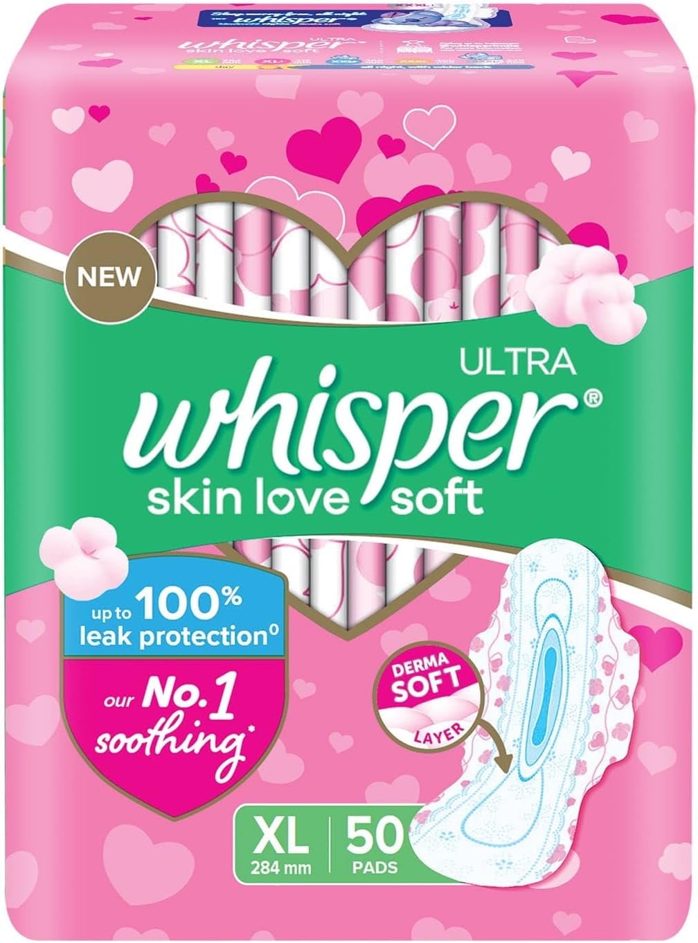 Whisper Ultra Soft Sanitary Pads - 50 Pieces (XL) - Walmart.com