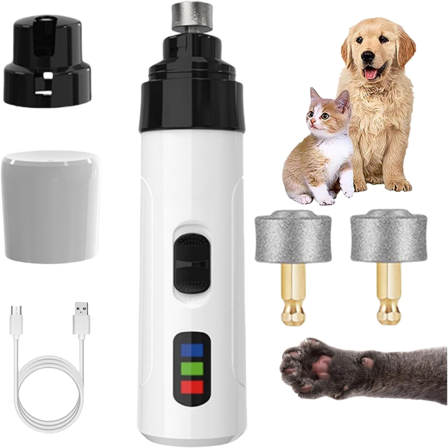 Whisperpaws Electric Pet Nail Grinder with LED Light for Dogs & Cats ...