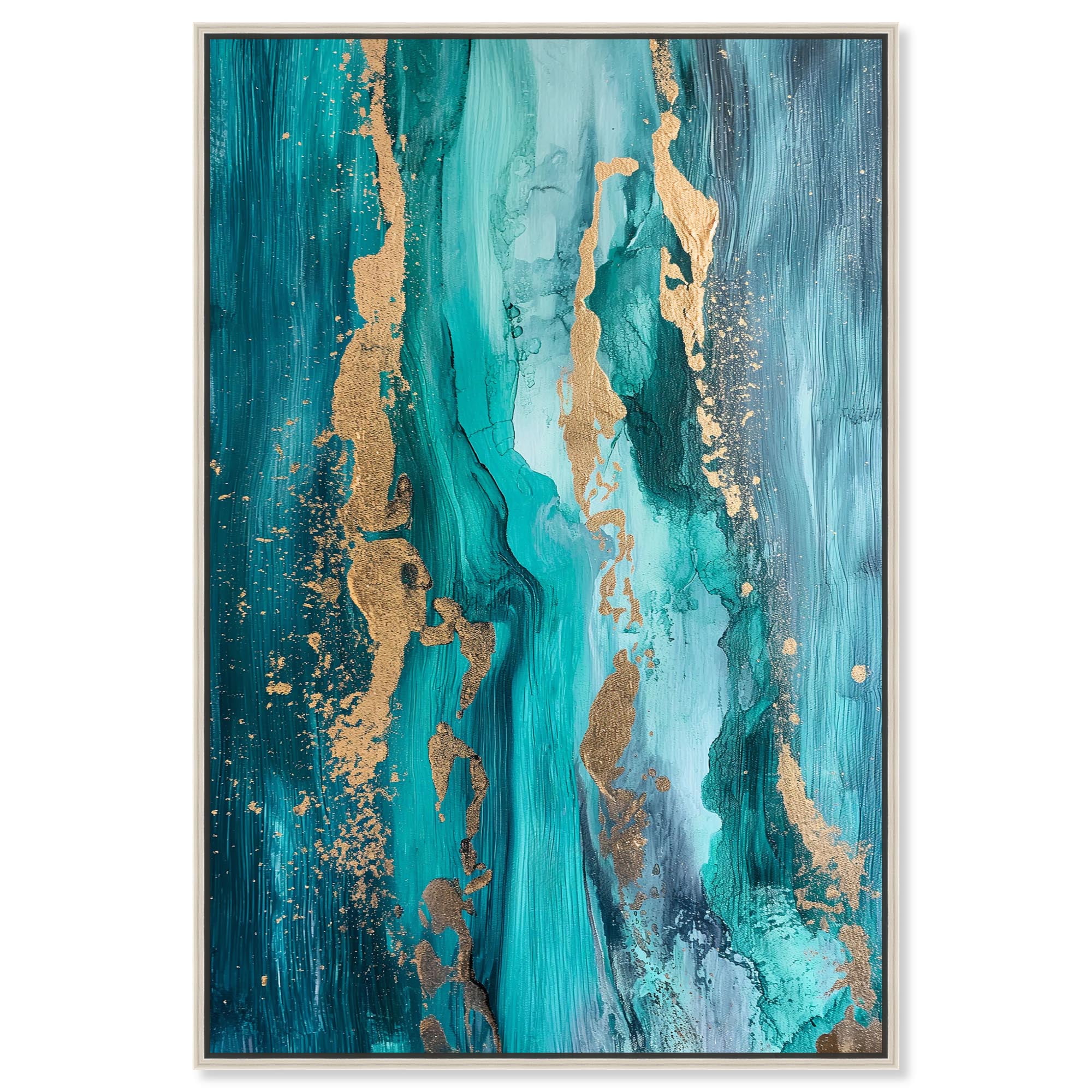 Whispers in Sea Blue and Gold Canvas Geode Wall Art by Art Remedy ...